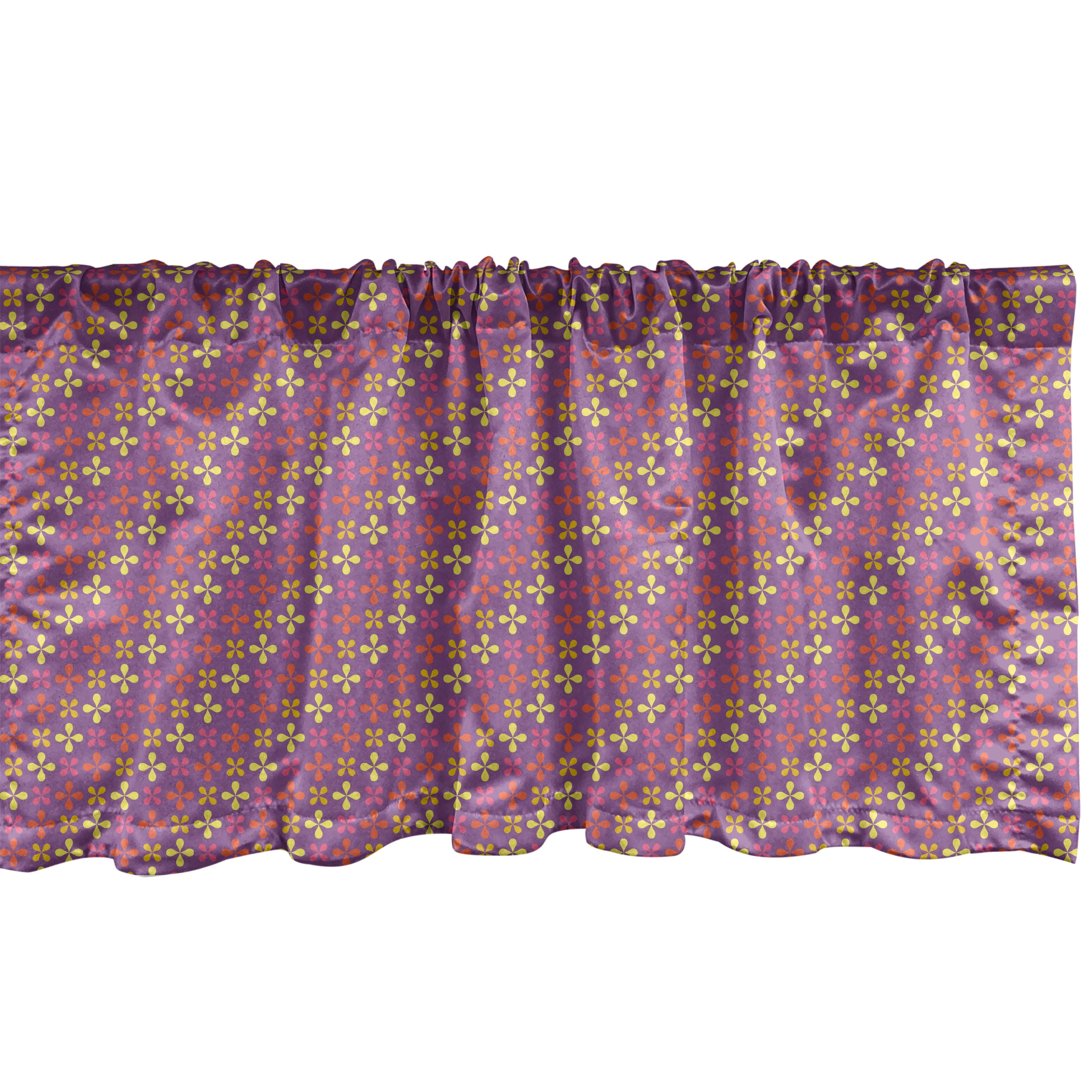 Floral Window Valance, Blooming 4 Petals Diagonally Arranged, Curtain ...