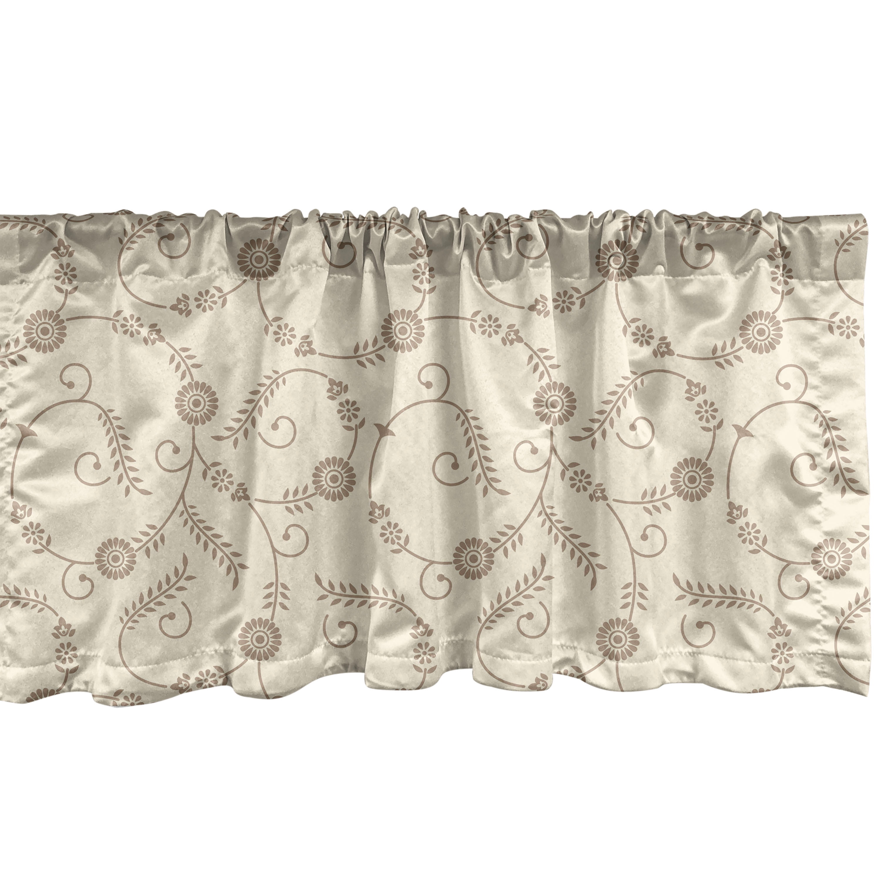 Floral Window Valance, Blossom Silhouette Minimalist Style on Cream ...