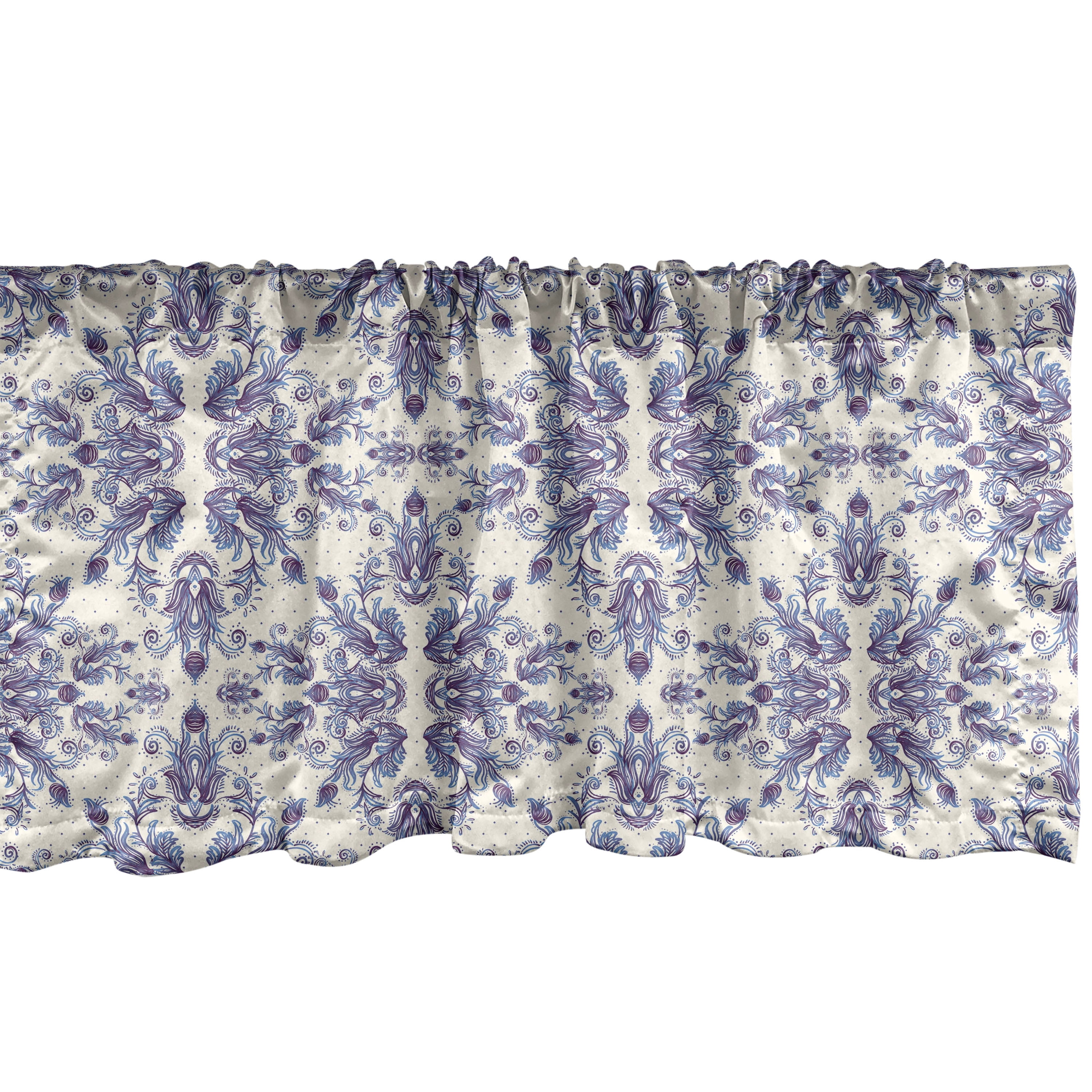 Floral Window Valance, Bohemian Repetitive Folk Flower Pattern Royal ...