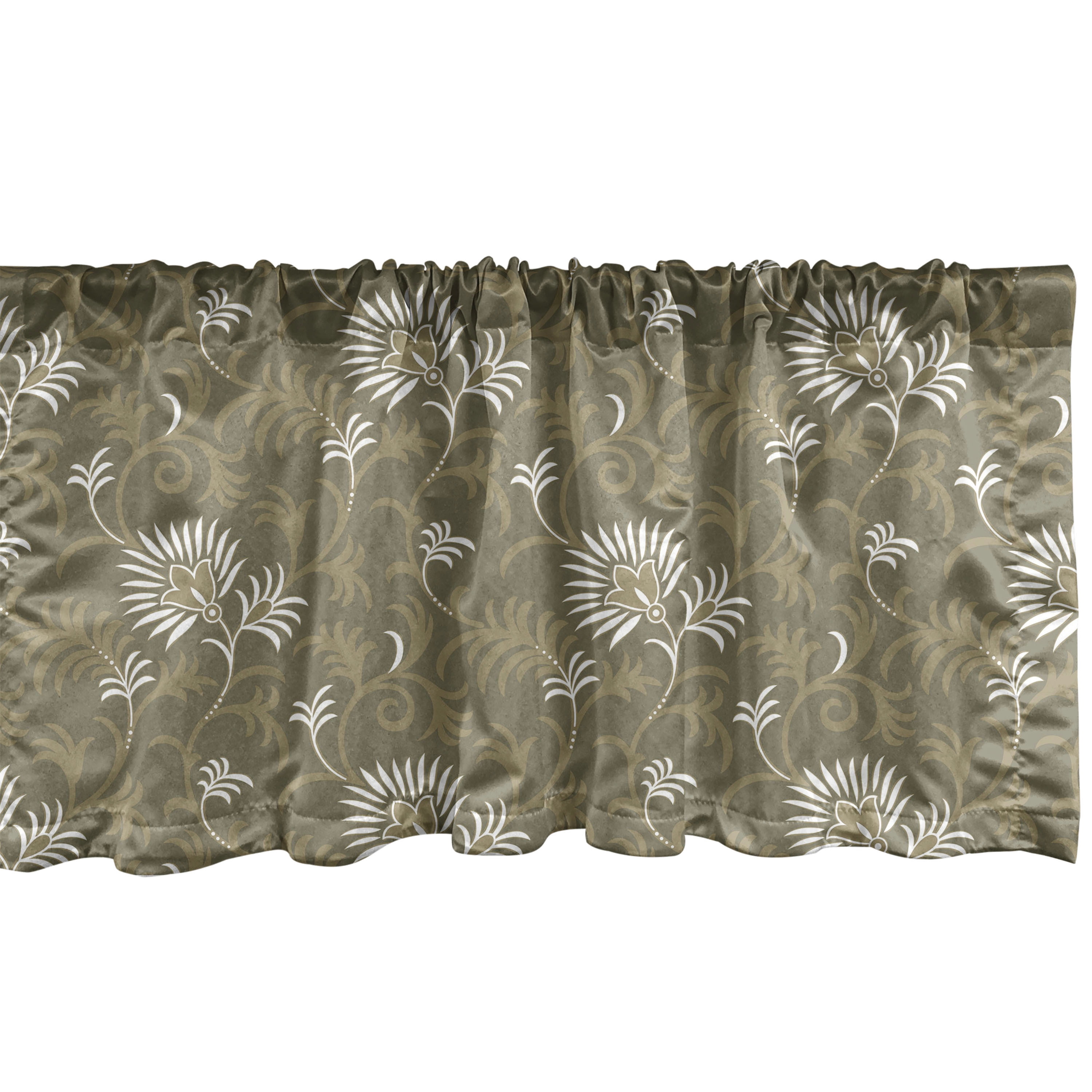 Floral Window Valance, Botanical Concept Autumn Blossom Silhouette ...