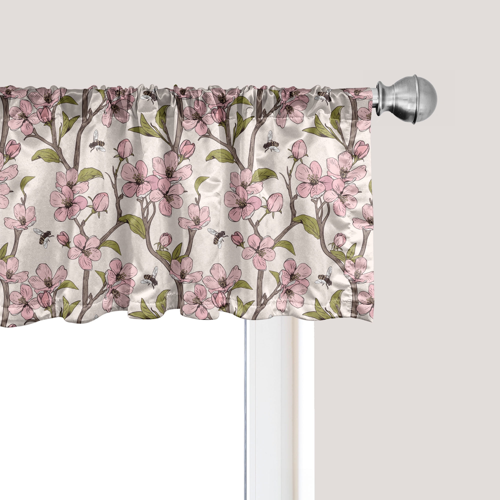Floral Window Valance, Cherry Blossom Tree Branches Spring Growth of ...