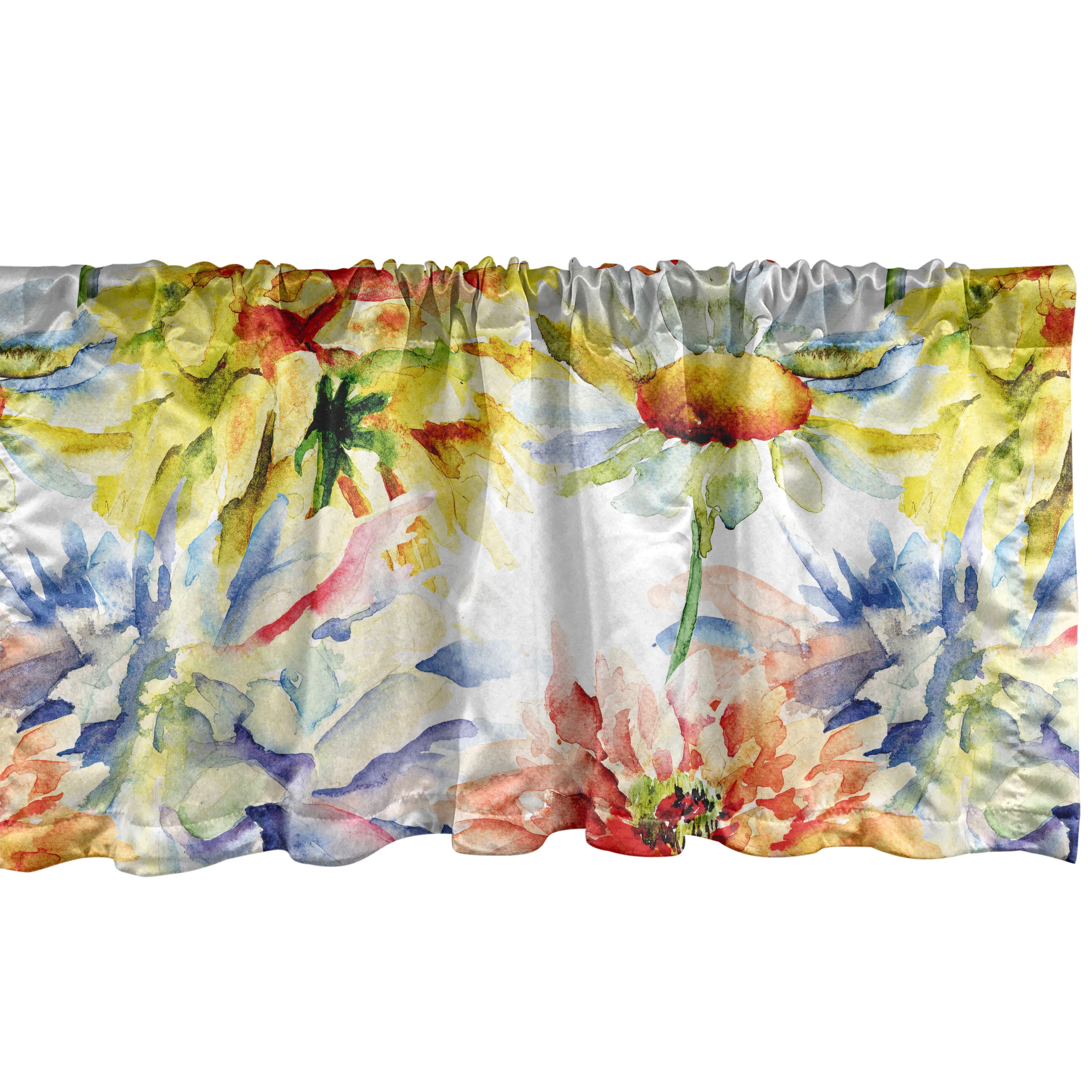 Floral Window Valance, Chrysanthemum Flowers with Pastel Lavender Toned ...