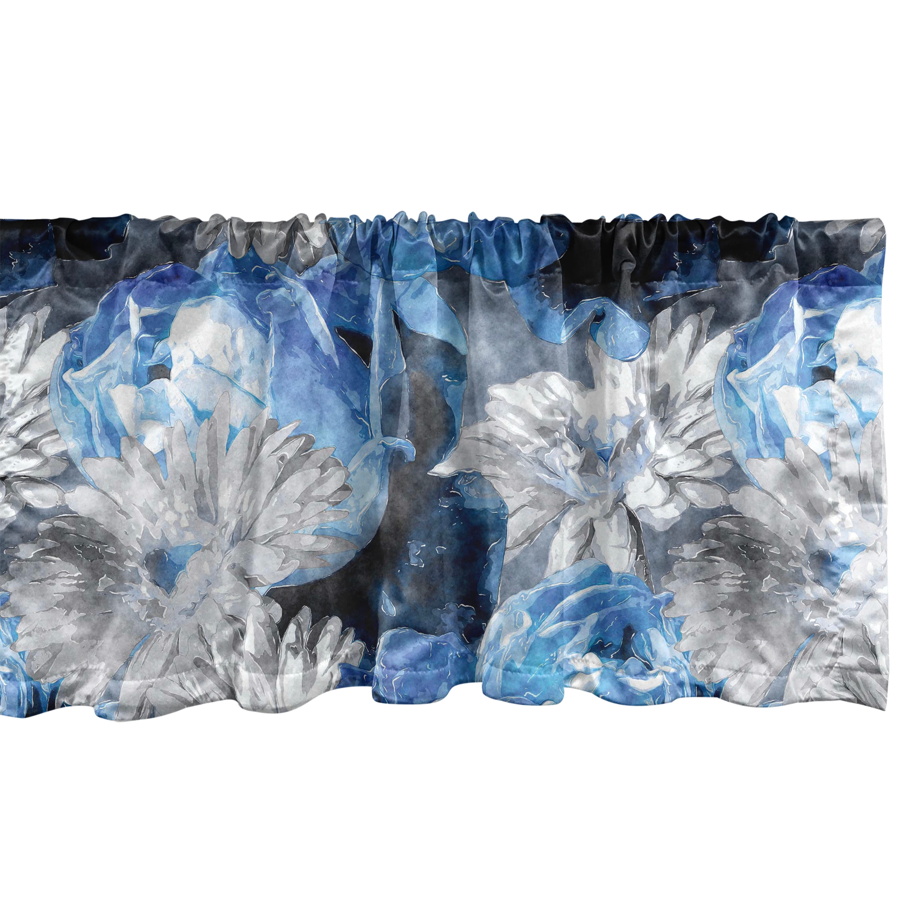 Floral Window Valance, Cold Colors Pattern of Roses and Gerberas ...