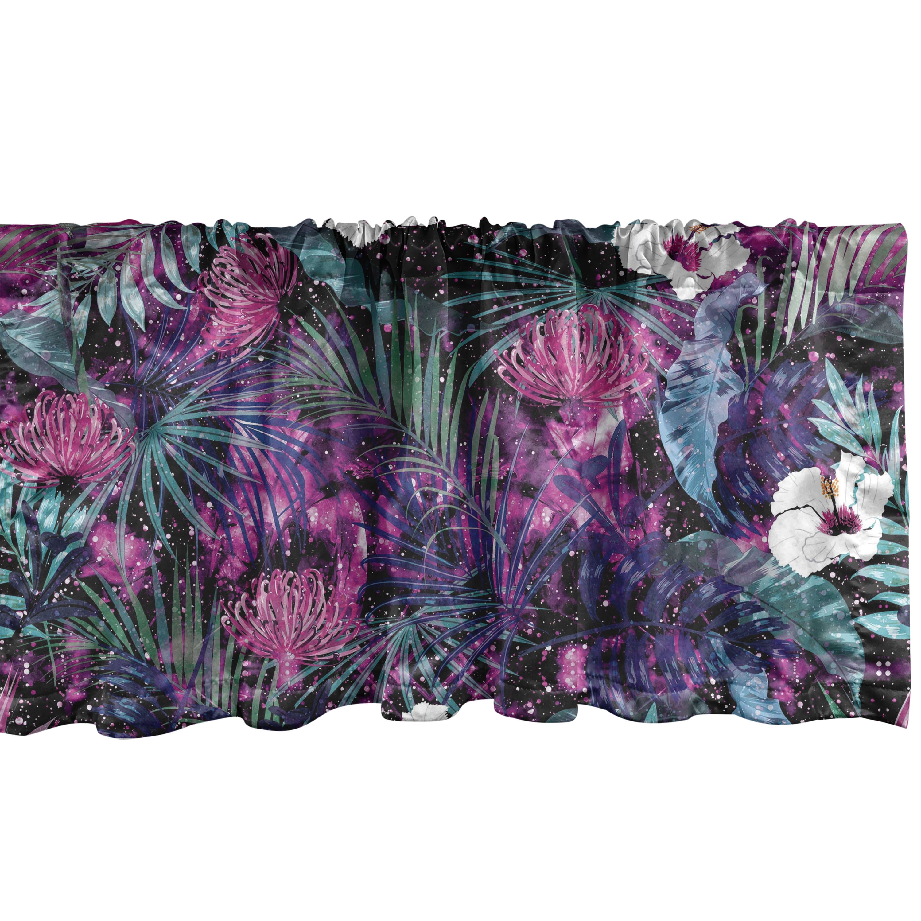 Floral Window Valance, Cosmos Garden of Universe Flowers and Tropical ...