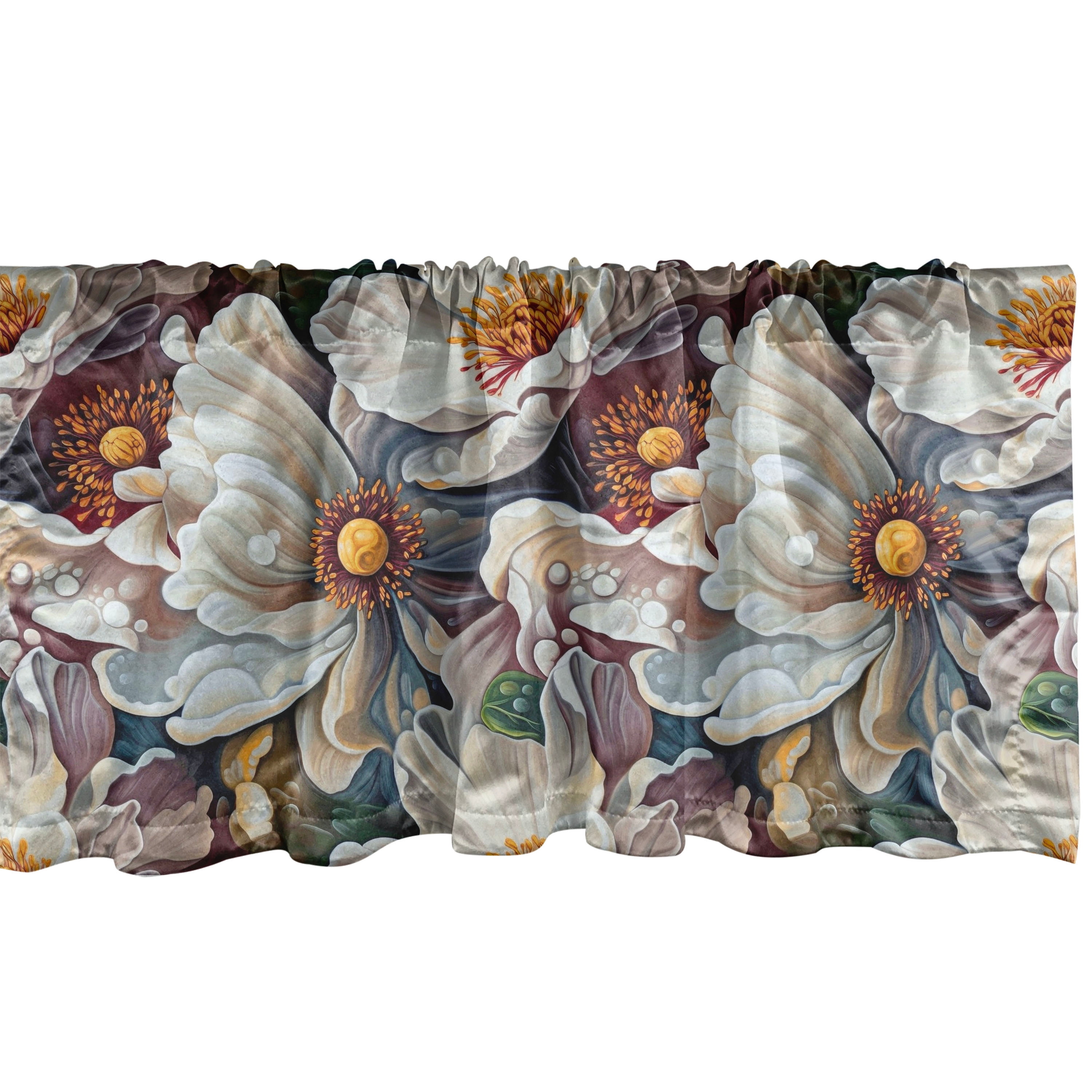 Floral Window Valance, Digital Painting Flowers Continuous Garden ...