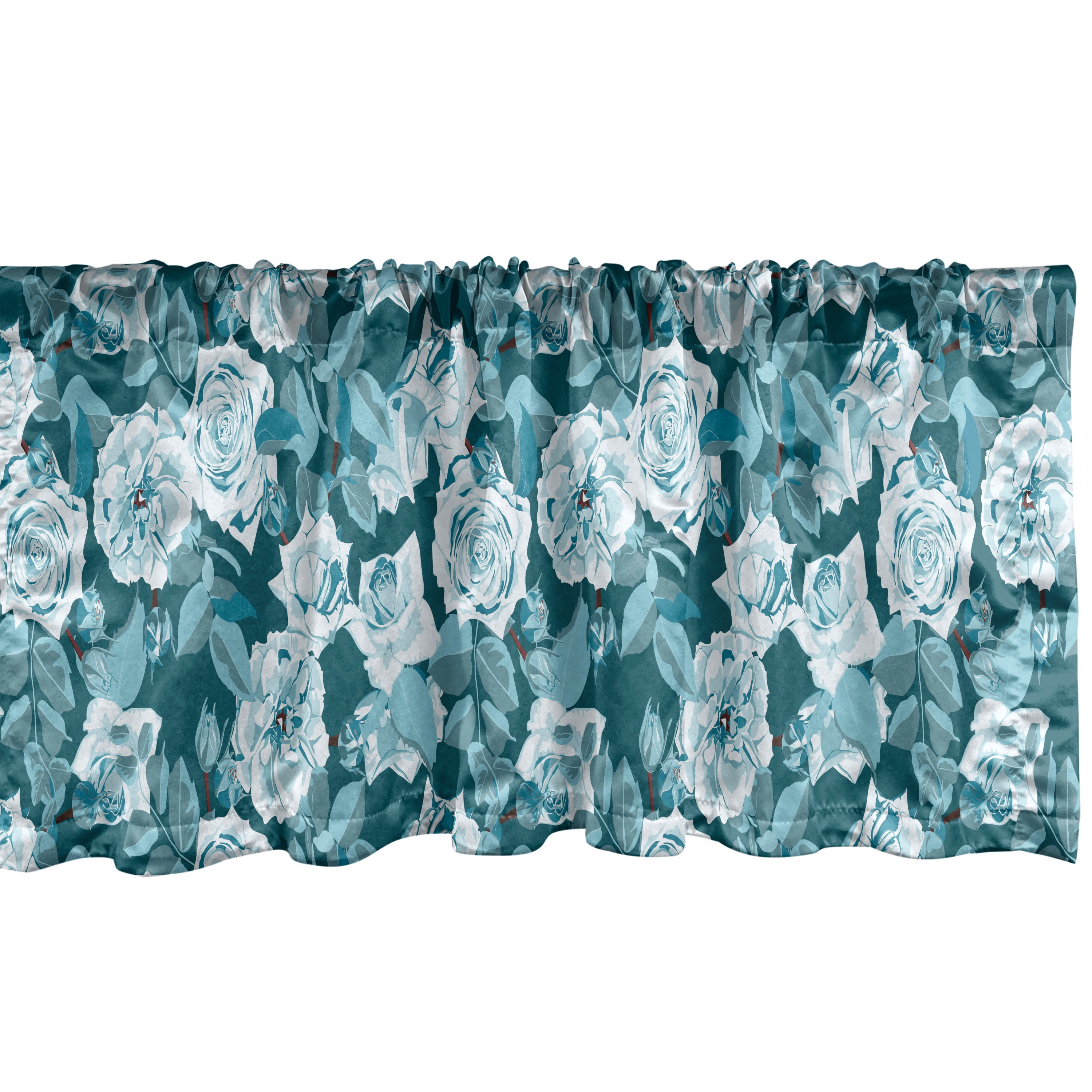Ambesonne Floral Window Valance, Aquatic English Rose Flowers, 42" x 18 ...