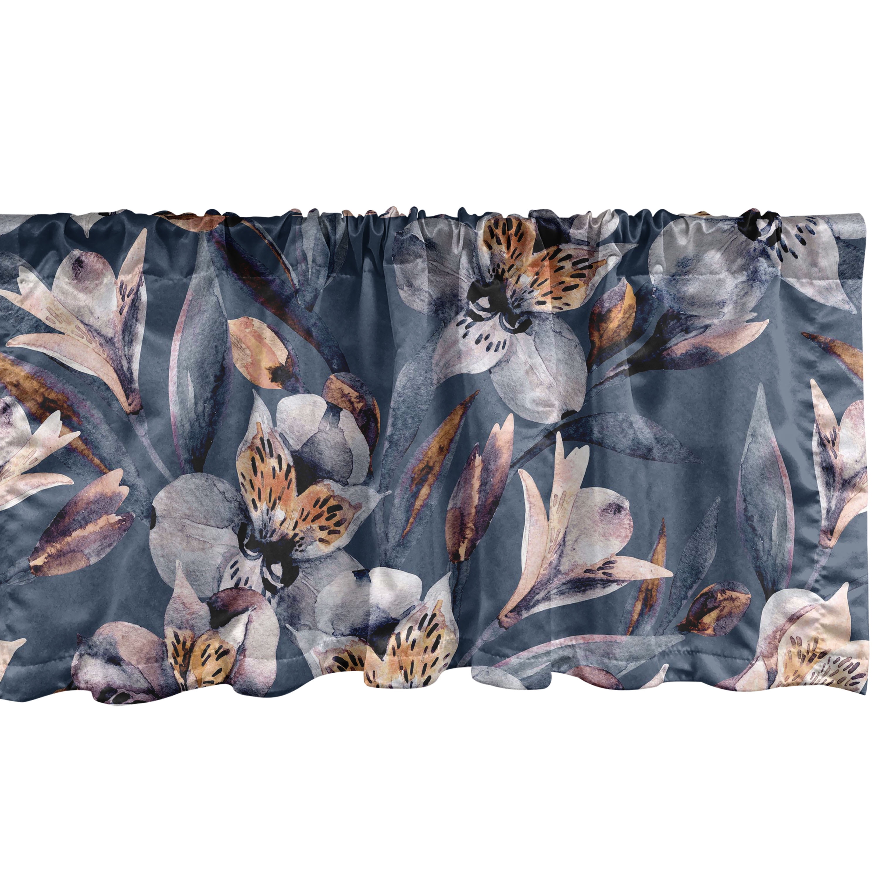 Floral Window Valance, Exotic Peruvian Lily Flowers Watercolor Art ...