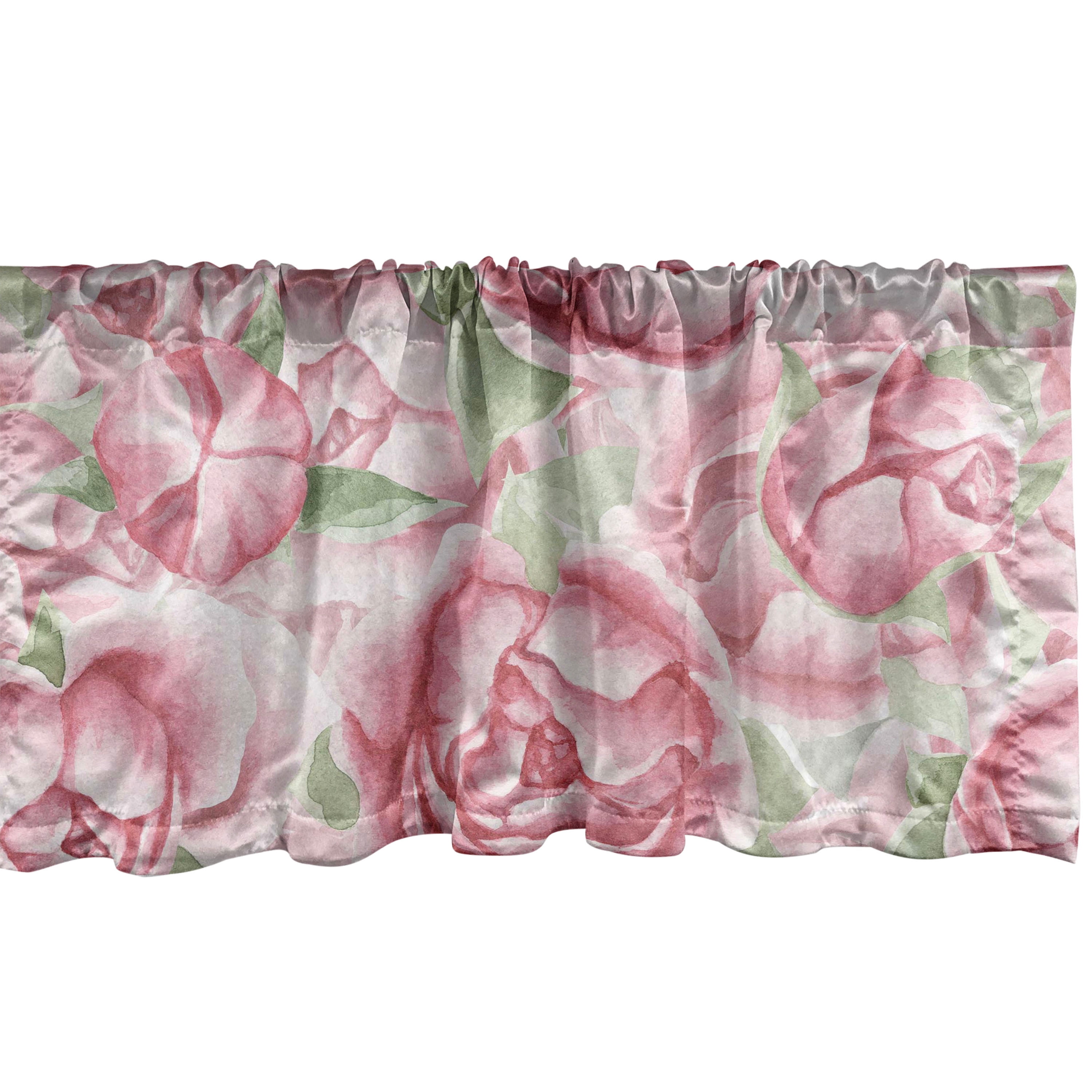 Floral Window Valance, Flourishing Ornament of Peony Flowers Romantic ...