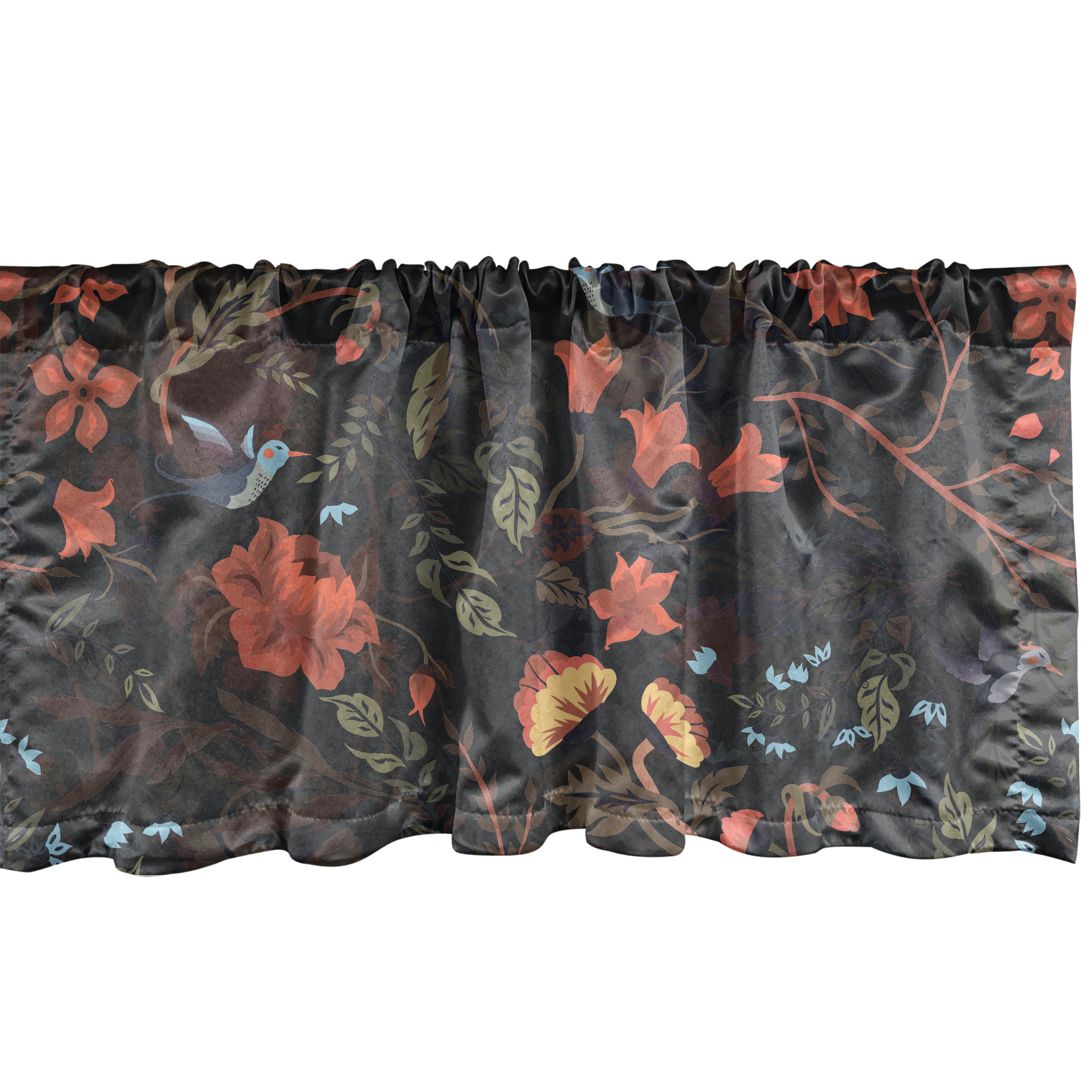 Floral Window Valance, Garden Concept Continuous Flowers Leaves and ...