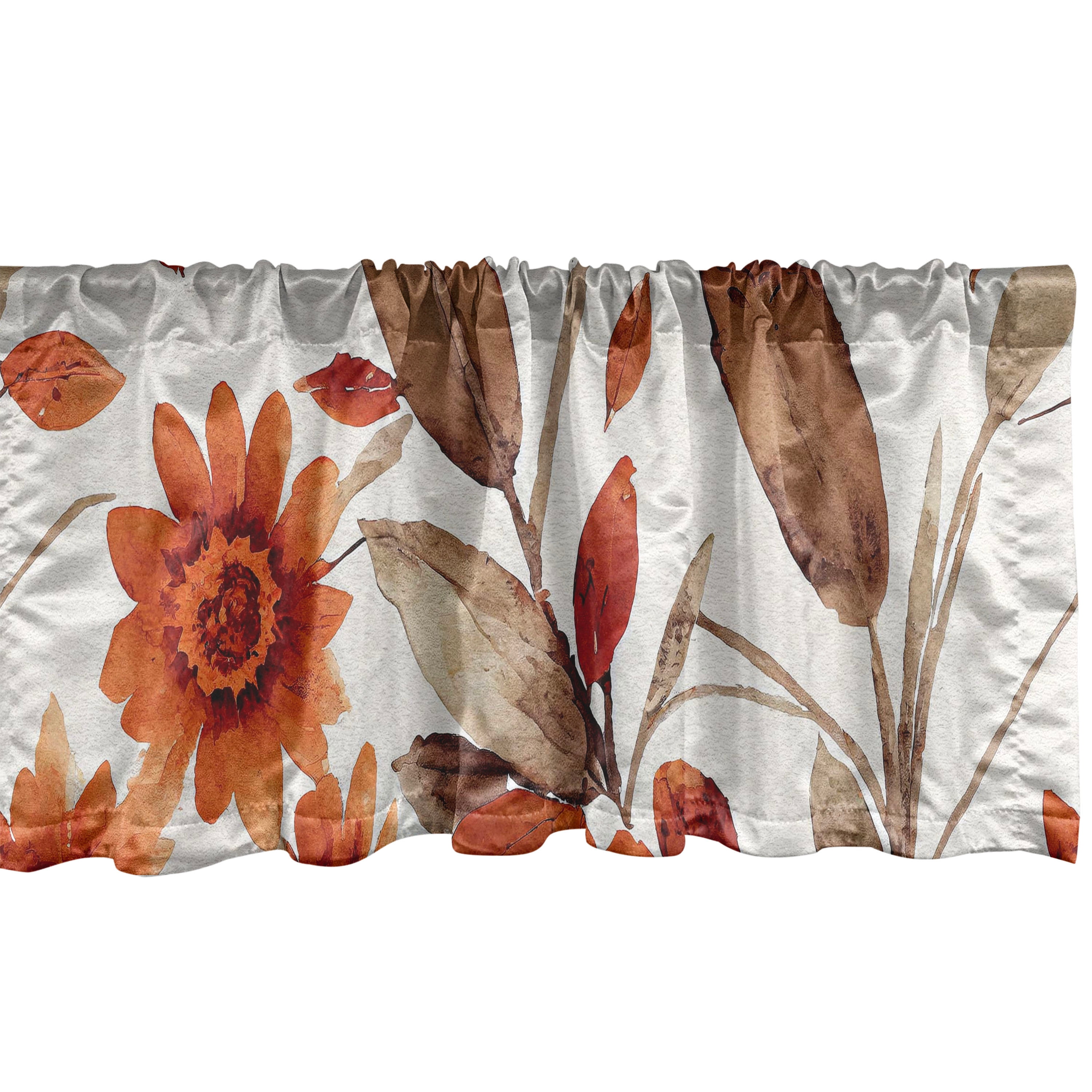 Floral Window Valance, Minimal Retro Autumn Romantic Daily Like Flowers ...
