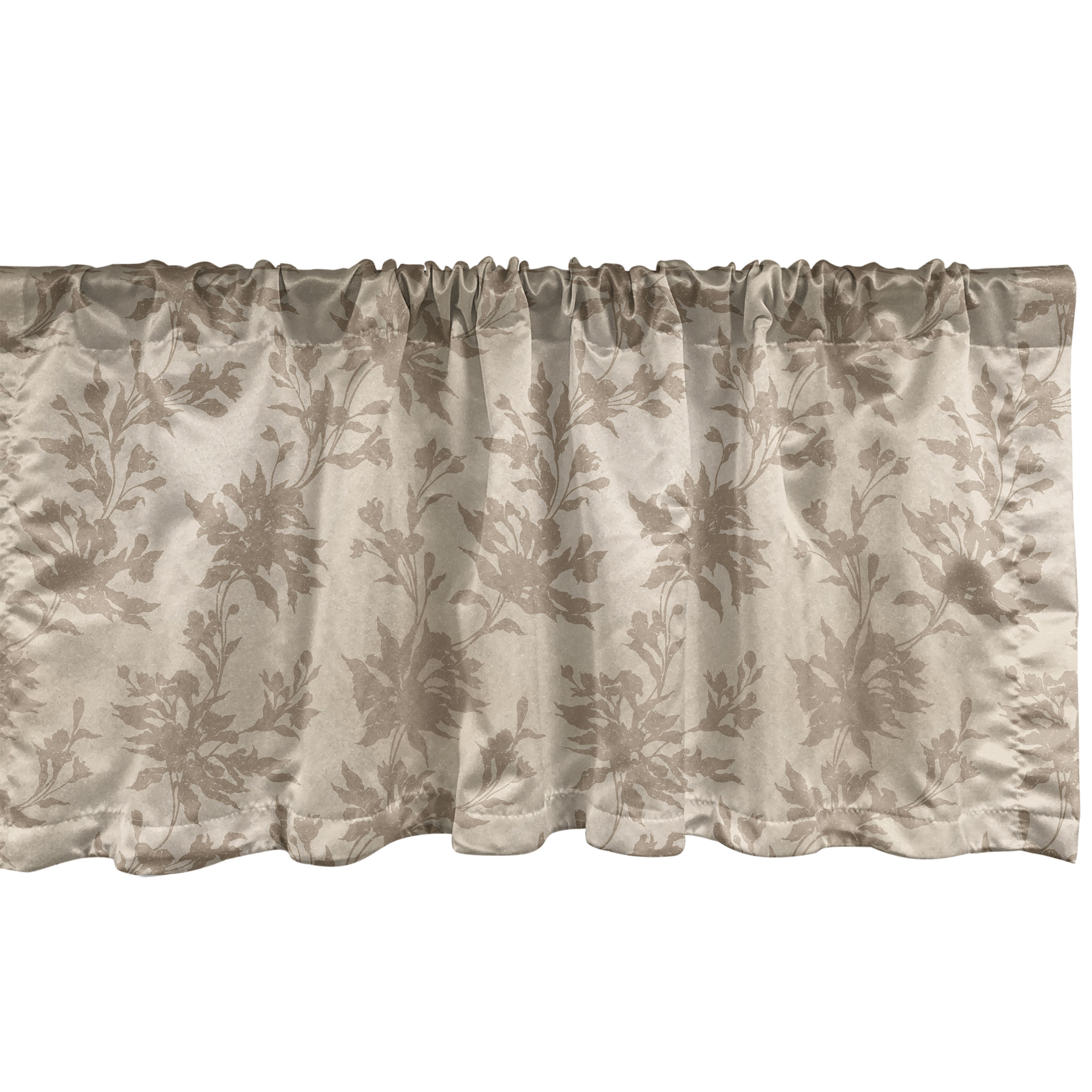 Floral Window Valance, Minimalist Silhouette of Botanical Blossom on ...