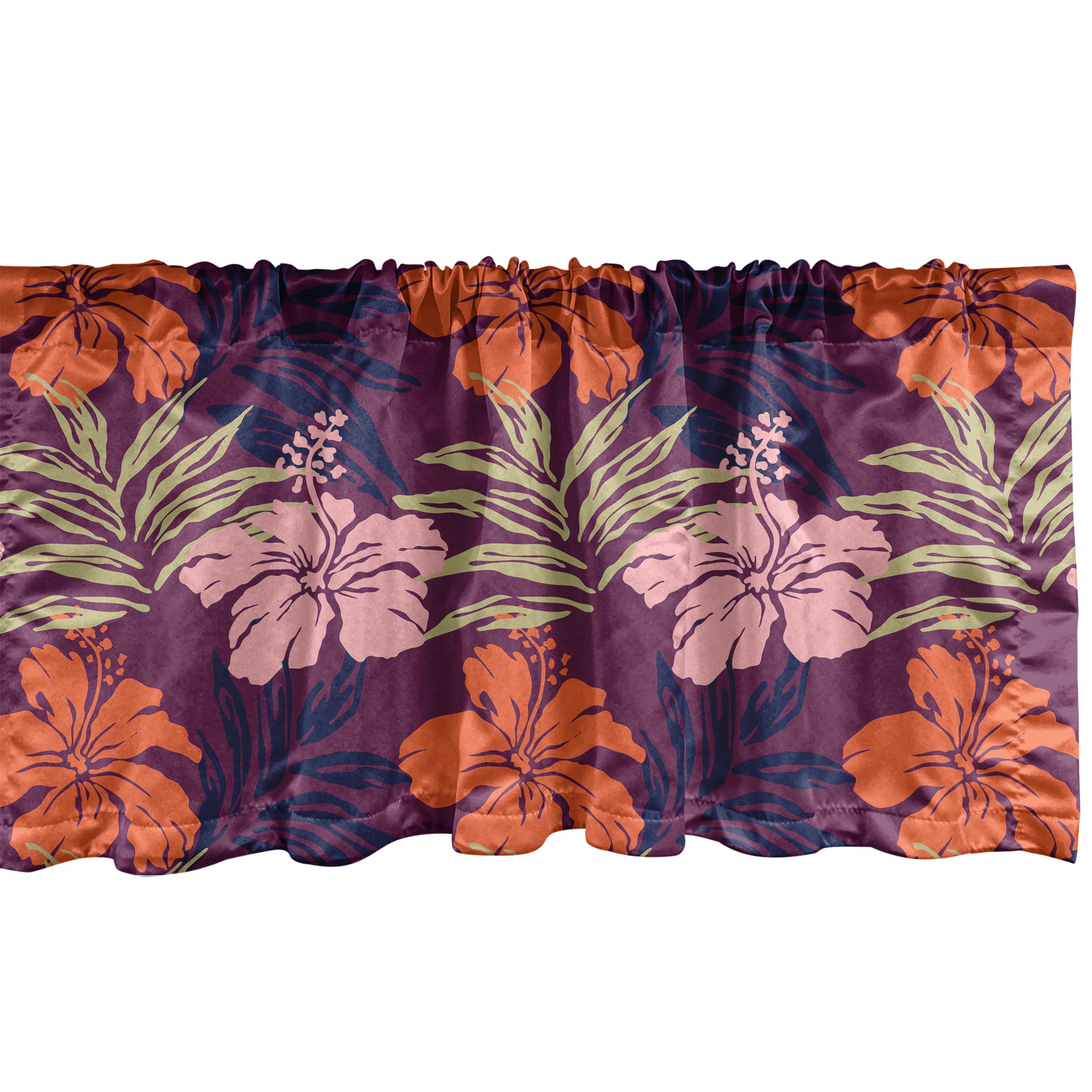 Floral Window Valance, Minimalist Style Digital Illustrated Hibiscus ...