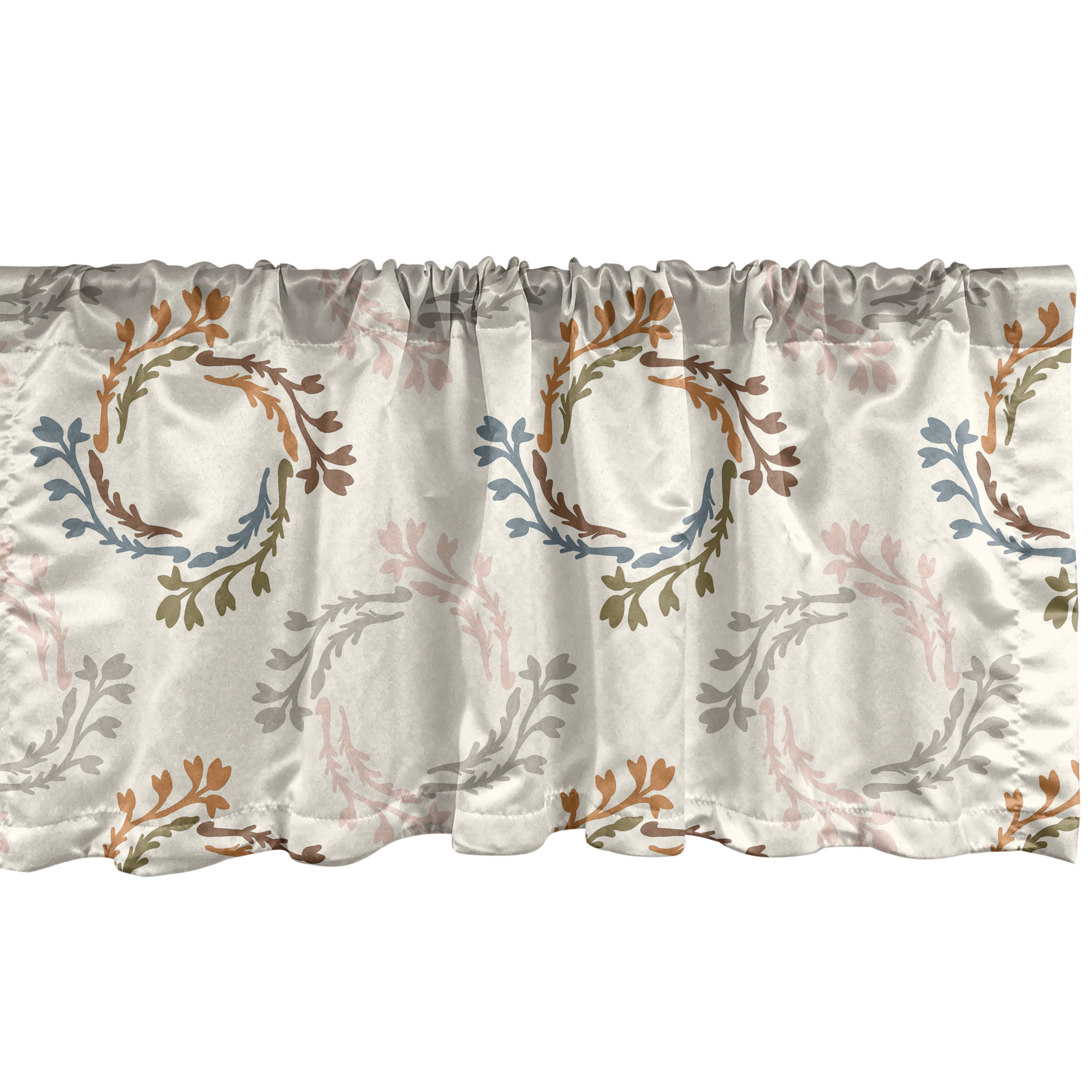Floral Window Valance, Minimalist Style Flower Silhouettes in Circle ...