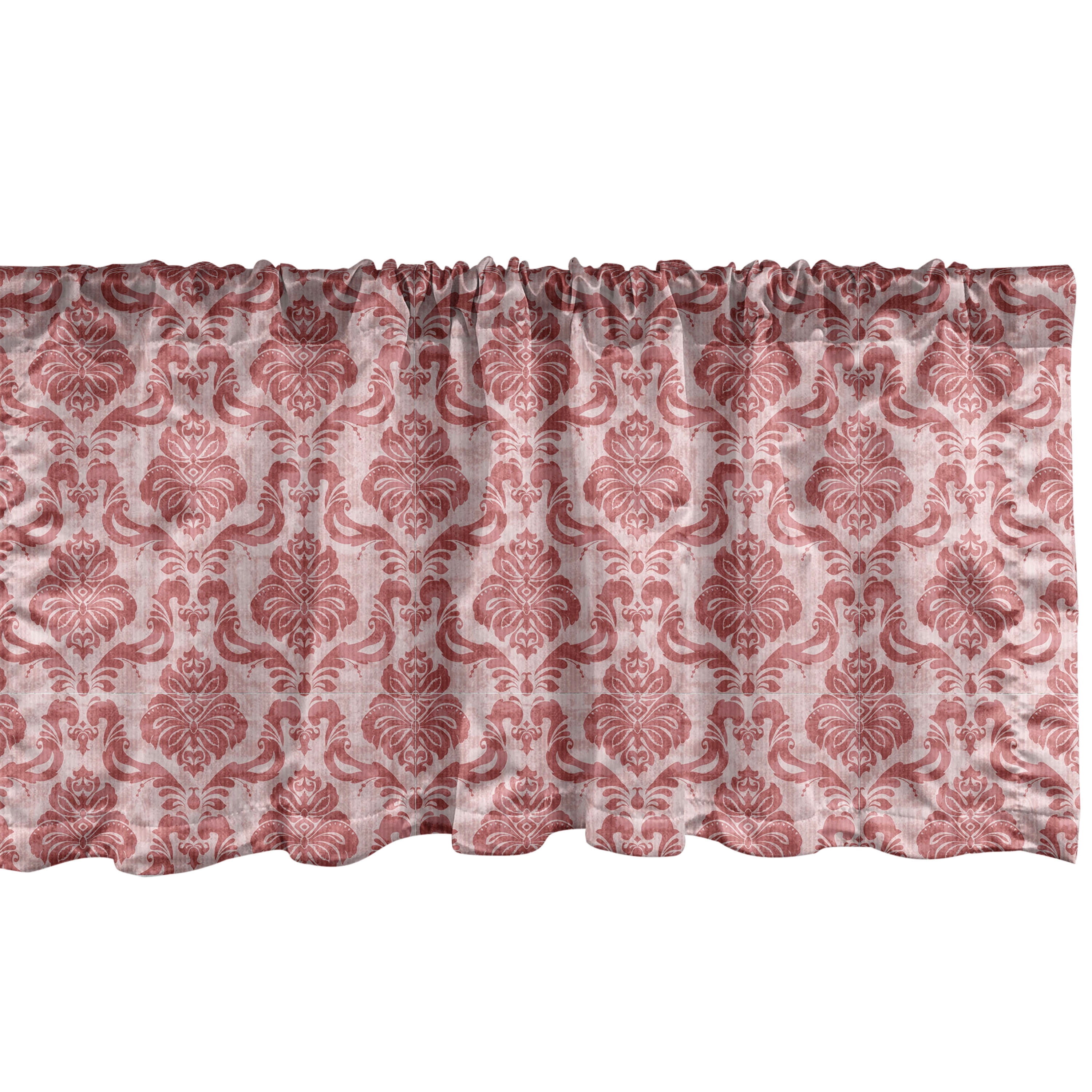 Floral Window Valance, Oriental Inspired Bicolored Damask Artwork ...