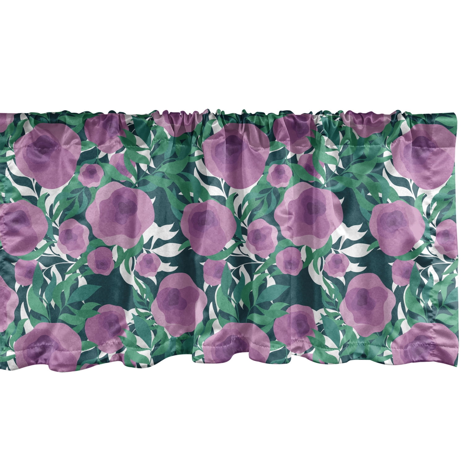 Floral Window Valance Pack of 2, Close up Scene of Blossoming Flowers ...