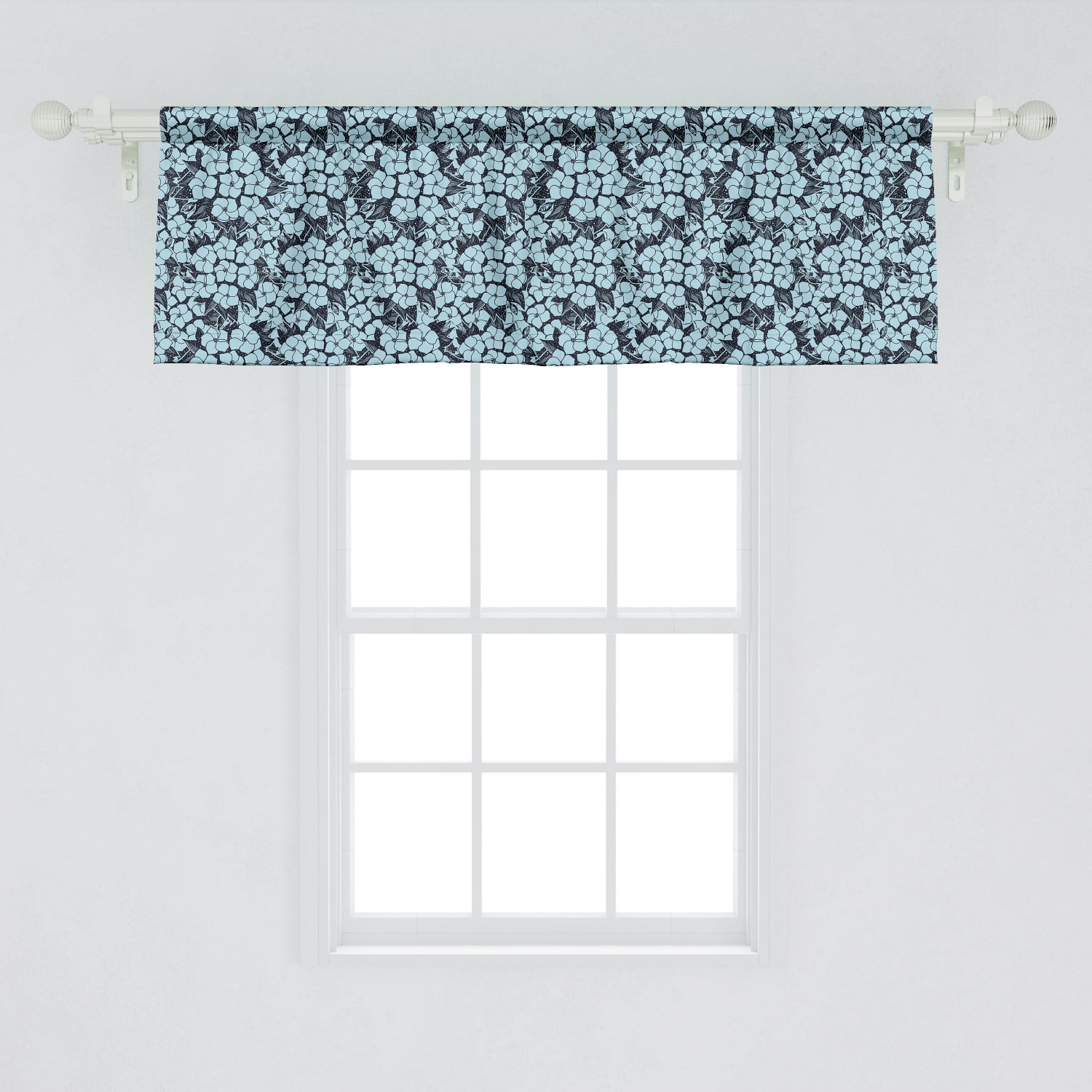 Ambesonne Floral Valance Pack of 2, Top View Hydrangea Flowers, 54"X18 ...