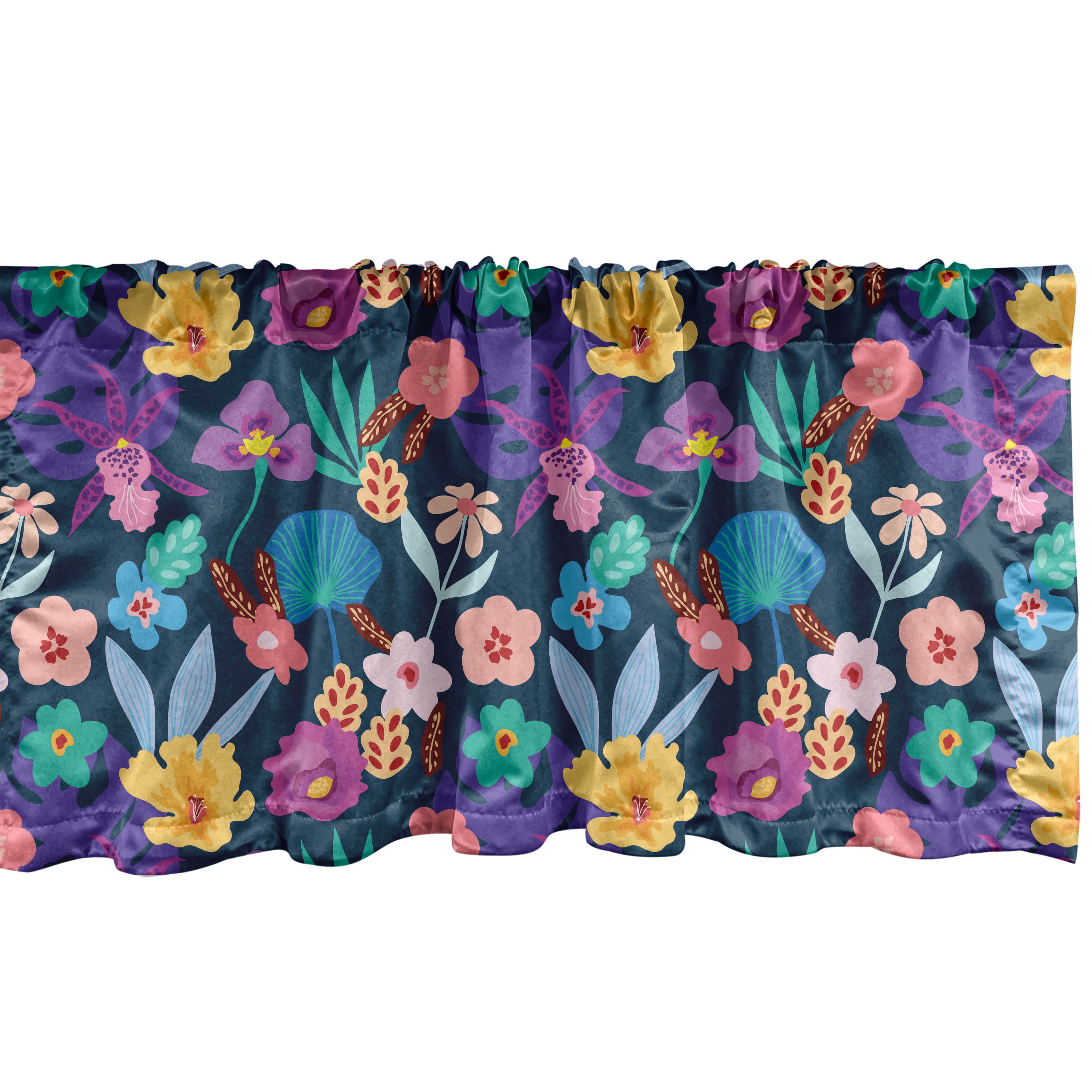 Floral Window Valance Pack of 2, Digitally Generated Tropical Scene of ...