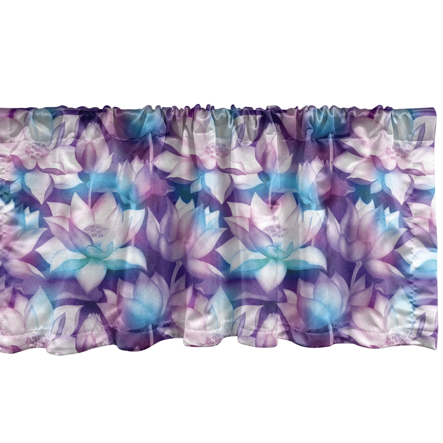 Floral Window Valance Pack of 2, Lotus Flower Bouquets Along Buds ...