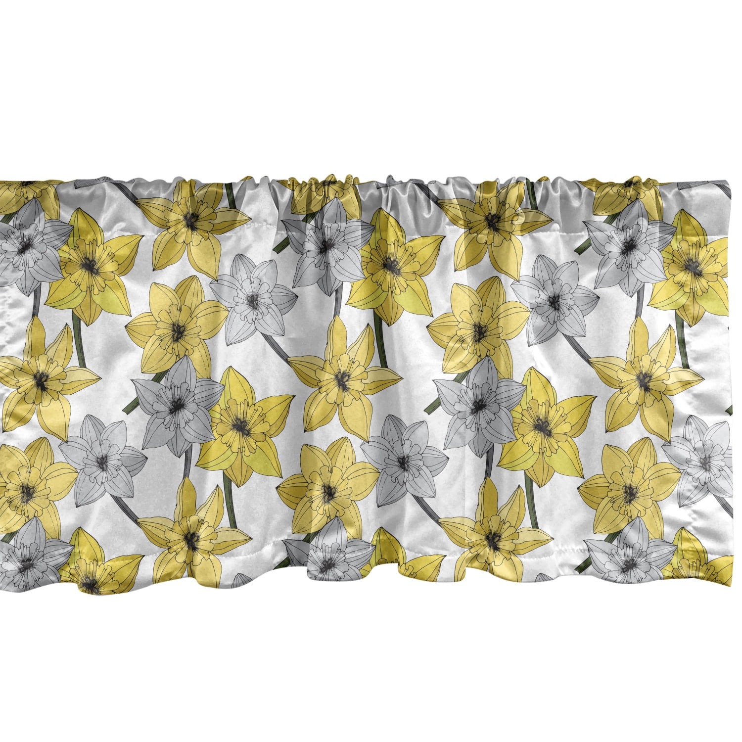 Ambesonne Floral Valance Pack of 2, Blooming Narcissus Flowers, 54"X18 ...