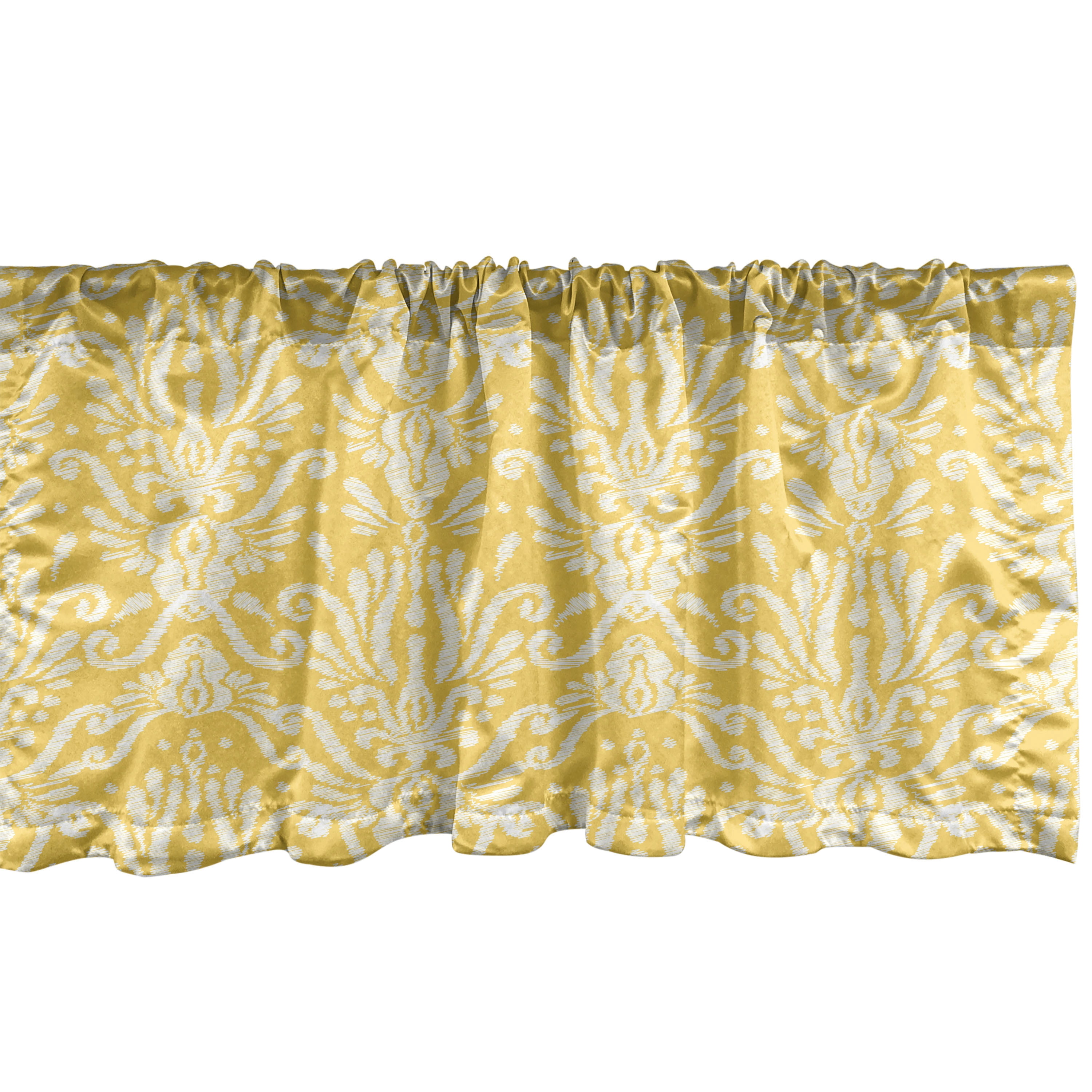 Floral Window Valance Pack of 2, Rhythmic Ikat Damask Floral Inspired ...