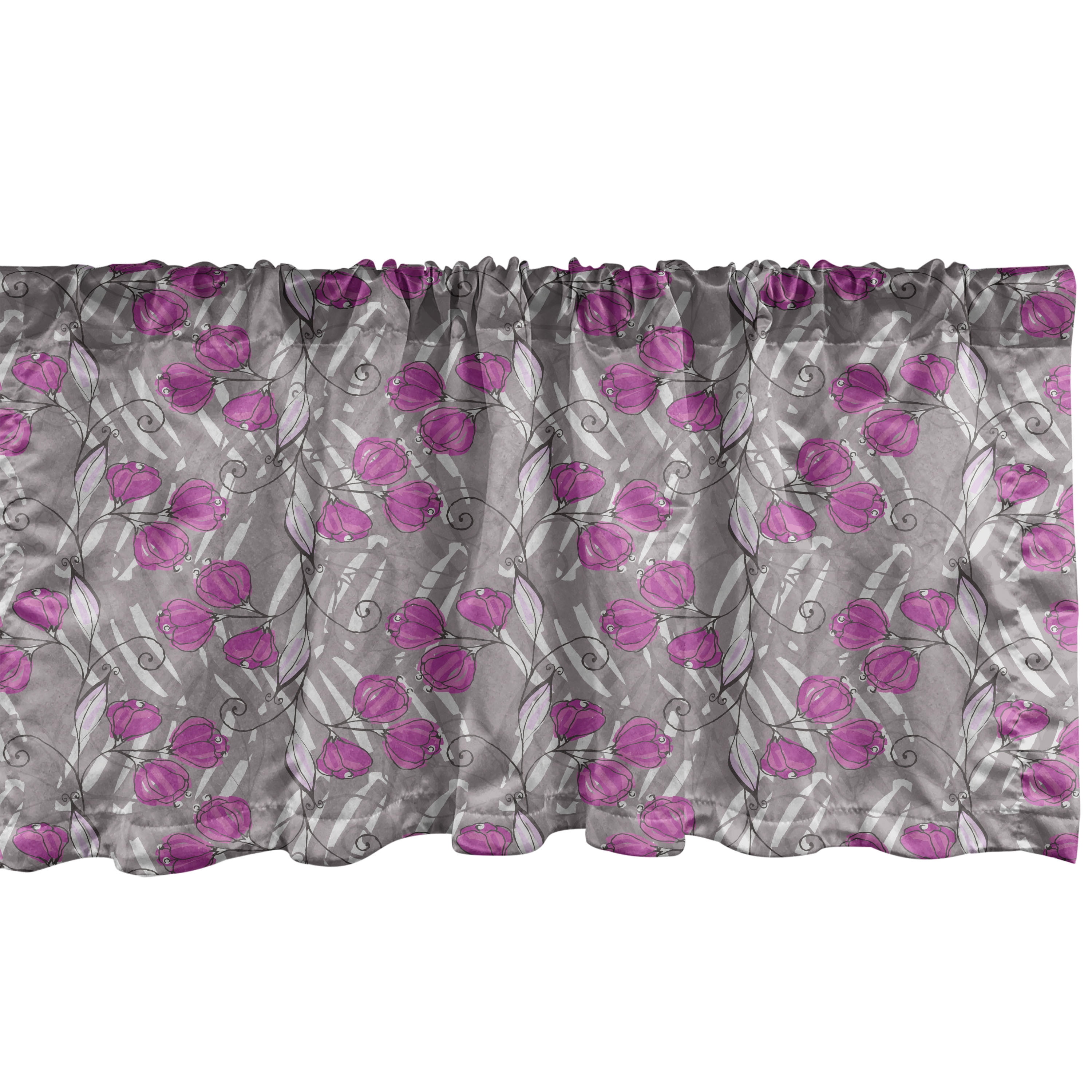 Ambesonne Floral Valance Pack of 2, Bouquets Curly Branches Art, 42"X12 ...
