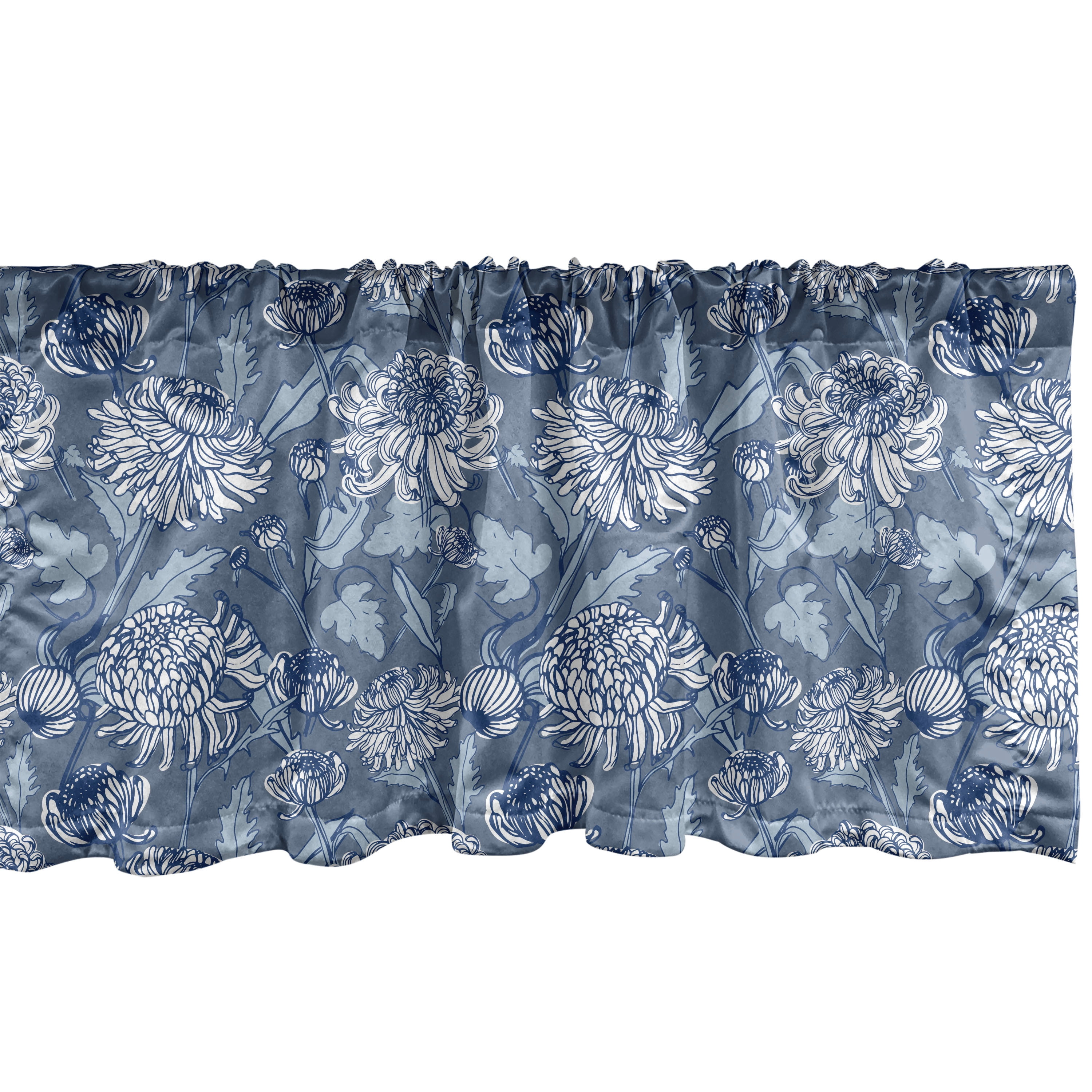 Ambesonne Floral Valance Pack of 2, Sketch of Chrysanthemums, 54"X18 ...