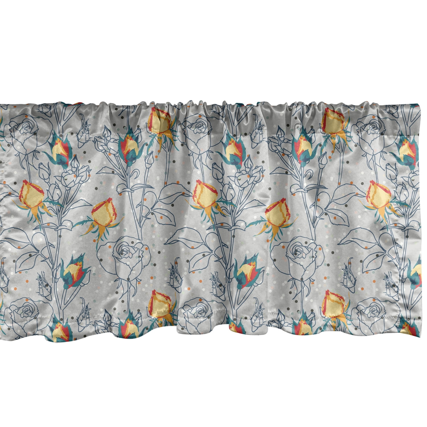 Floral Window Valance Pack of 2, Victorian Style Inspired Rose Flower ...
