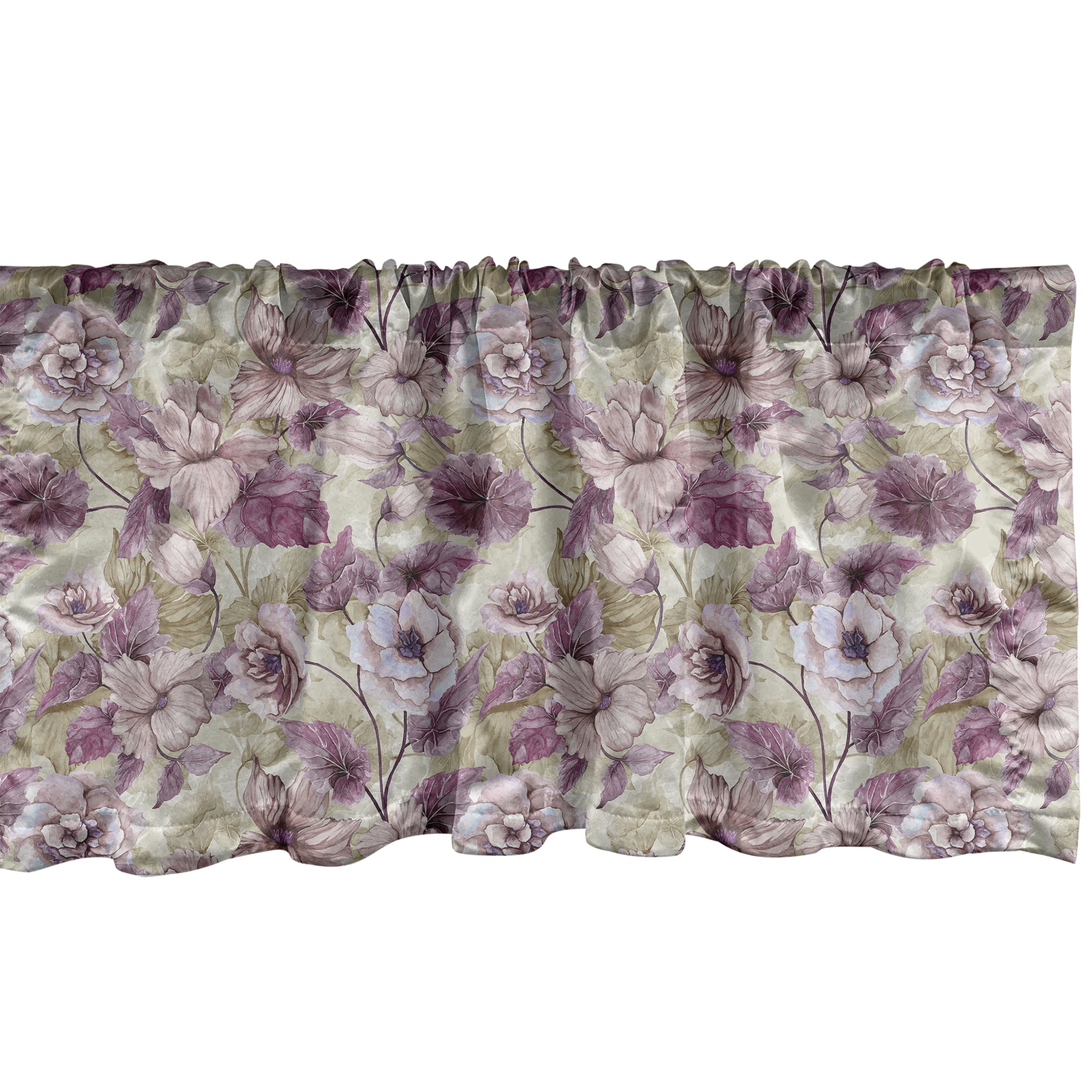 Floral Window Valance, Pastel Colors with Watercolor Effect Forest ...