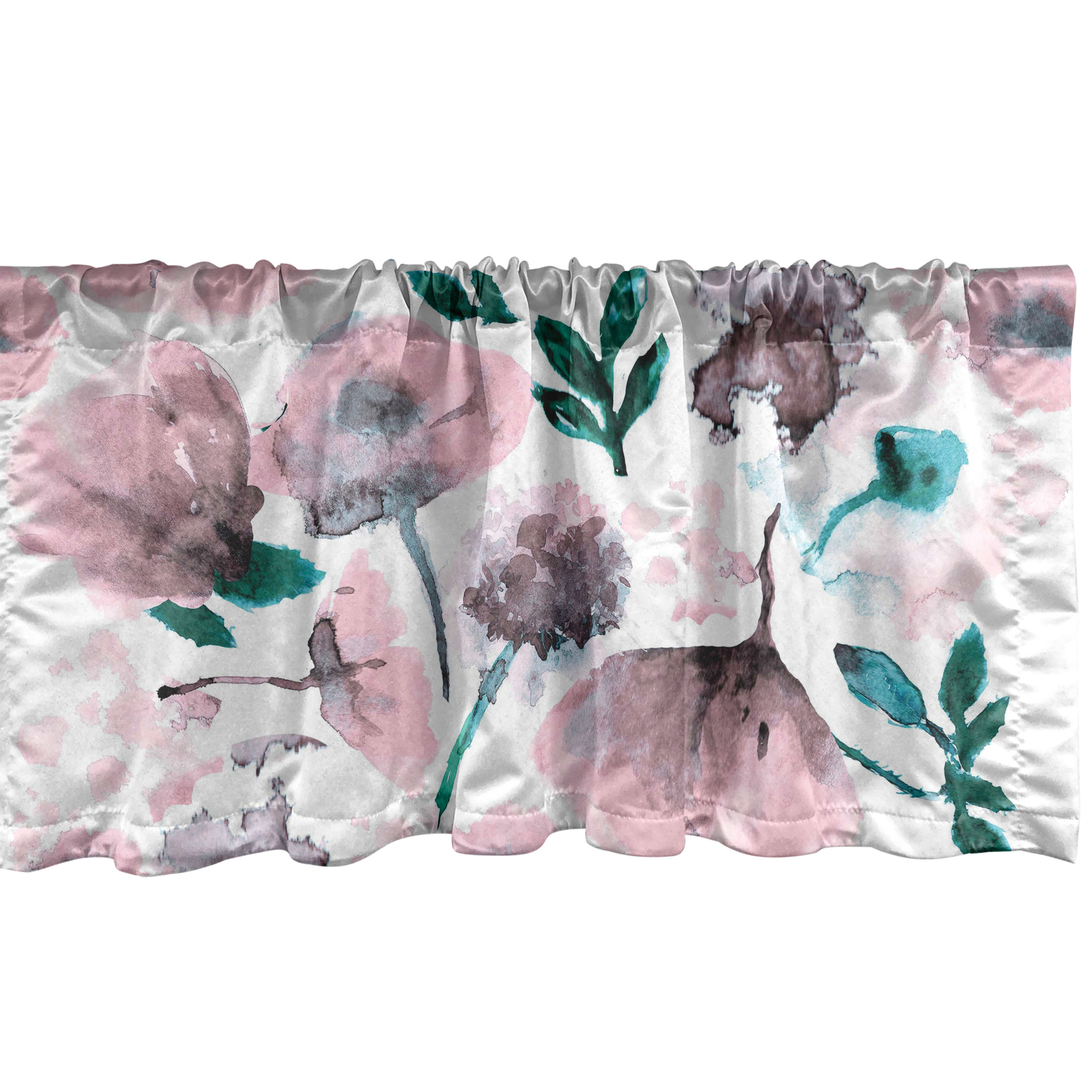 Floral Window Valance, Pastel Dreamy Watercolor Flourishing Poppy ...