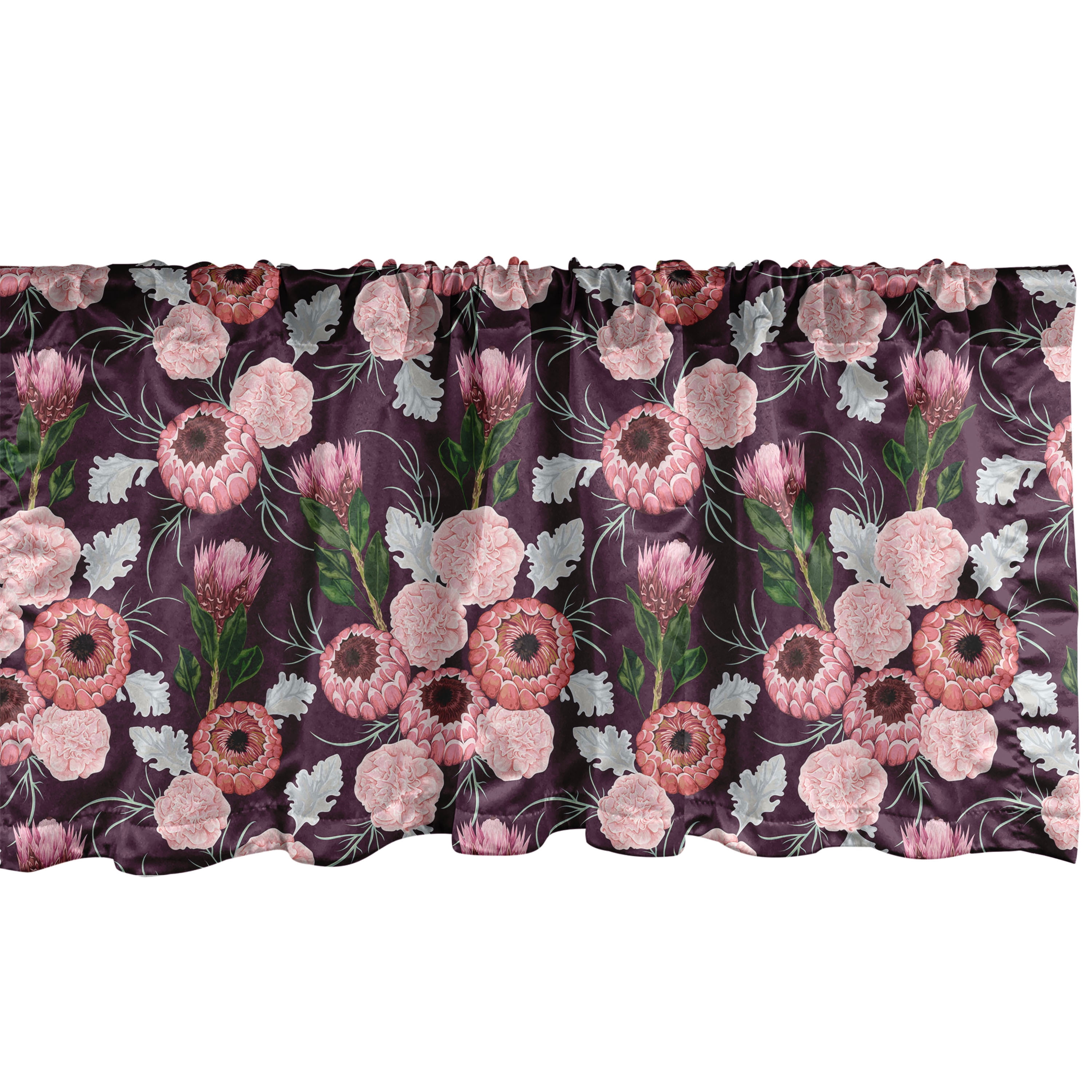 Floral Window Valance, Pastel Pinkish Flowers and Leaf Patterns Vintage ...