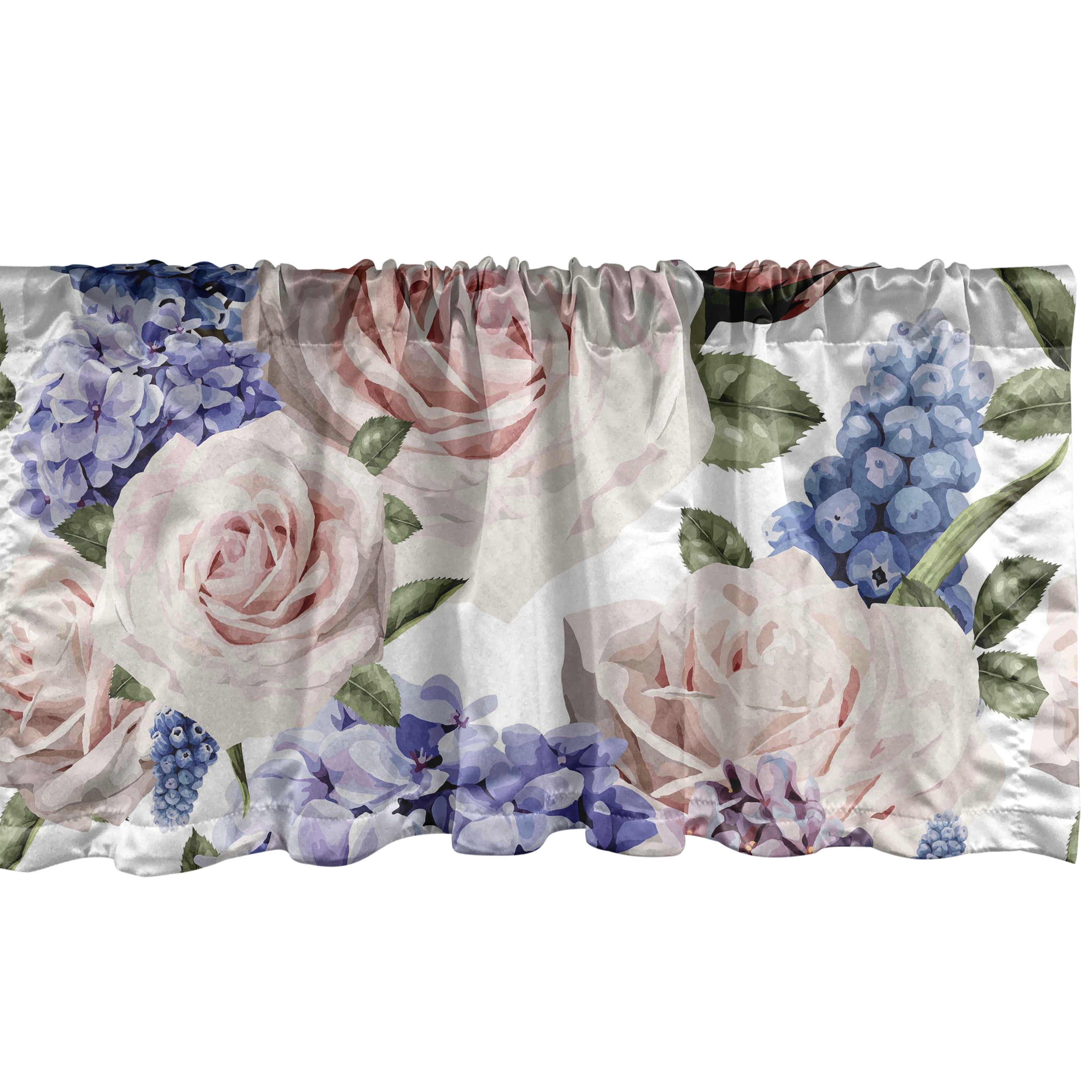 Floral Window Valance, Pastel Summer Feels Ornament with Roses Lilacs ...