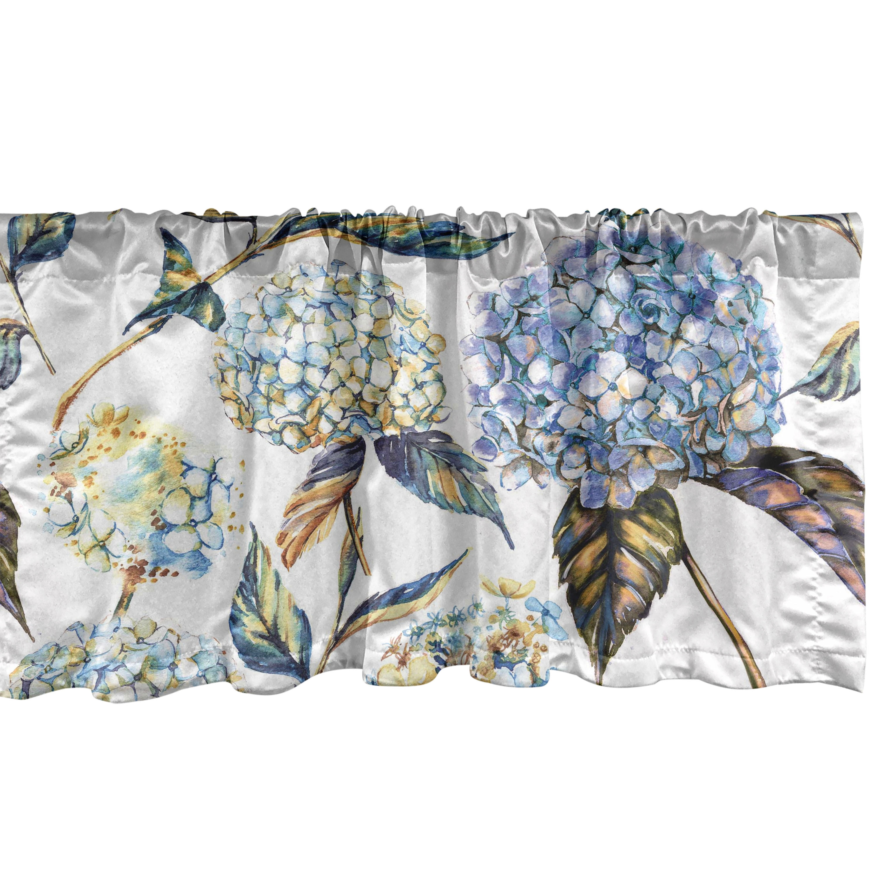 Floral Window Valance, Pattern of Hydrangea Flowers Watercolor Design ...