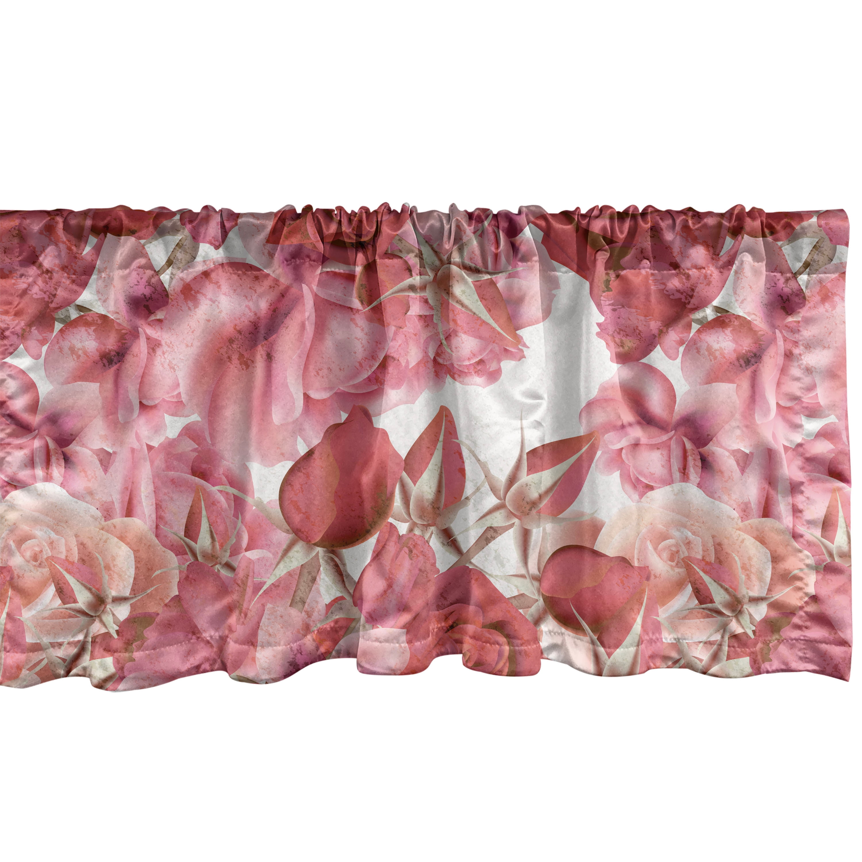 Floral Window Valance, Realistic Style Rose Flowers Repetitive ...