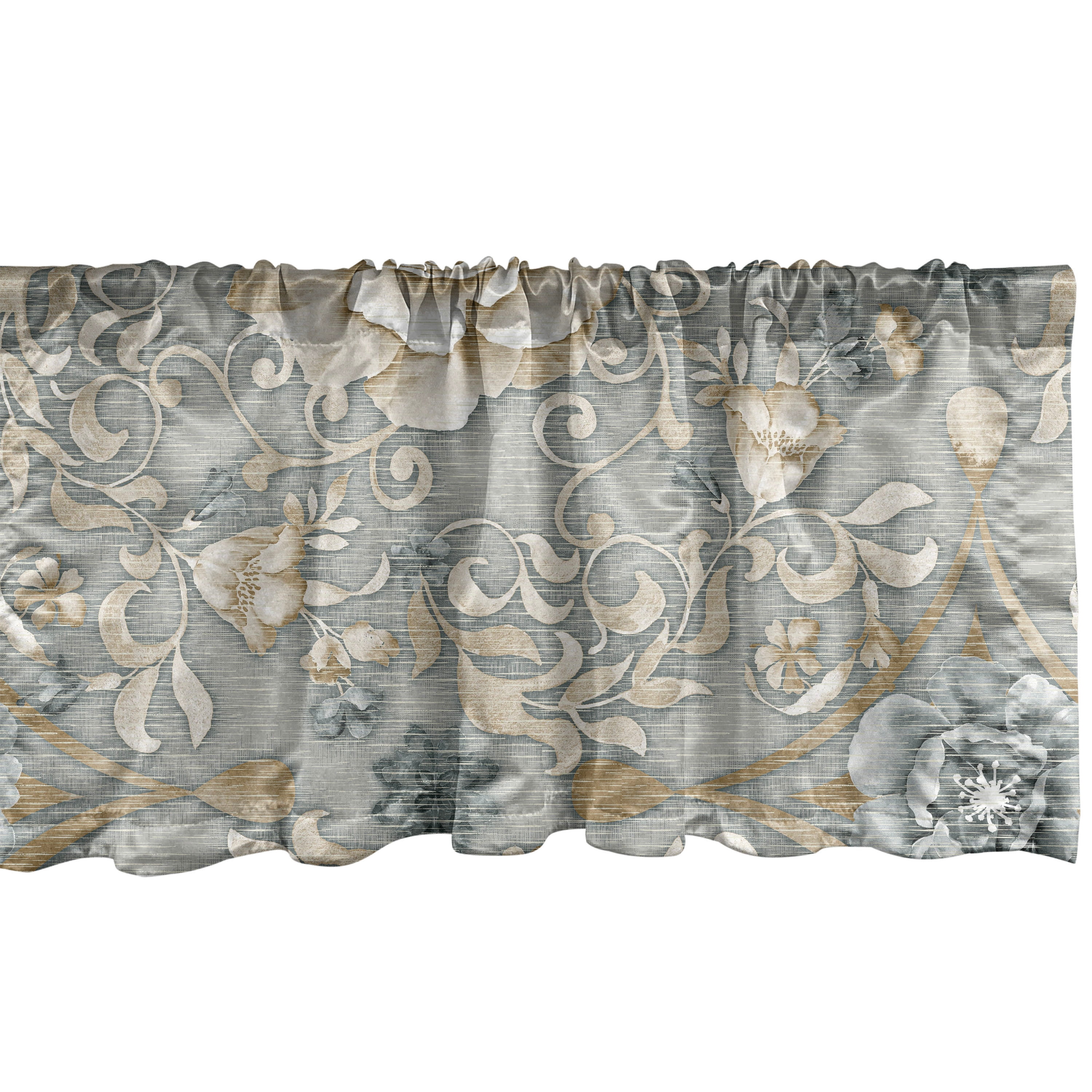 Floral Window Valance, Repetitive Rose Flowers and Leaves Abstract ...