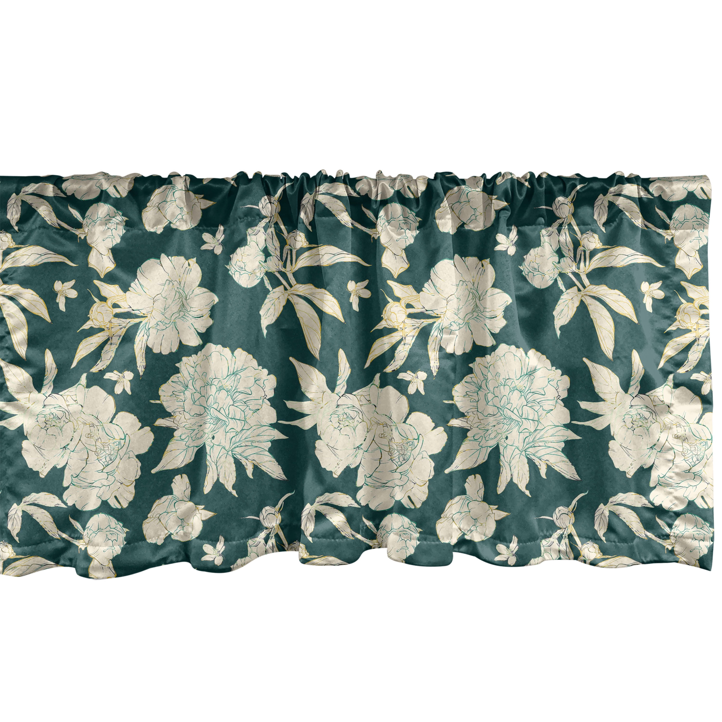 Floral Window Valance, Repetitive Rose Pattern on Forest Like Backdrop ...