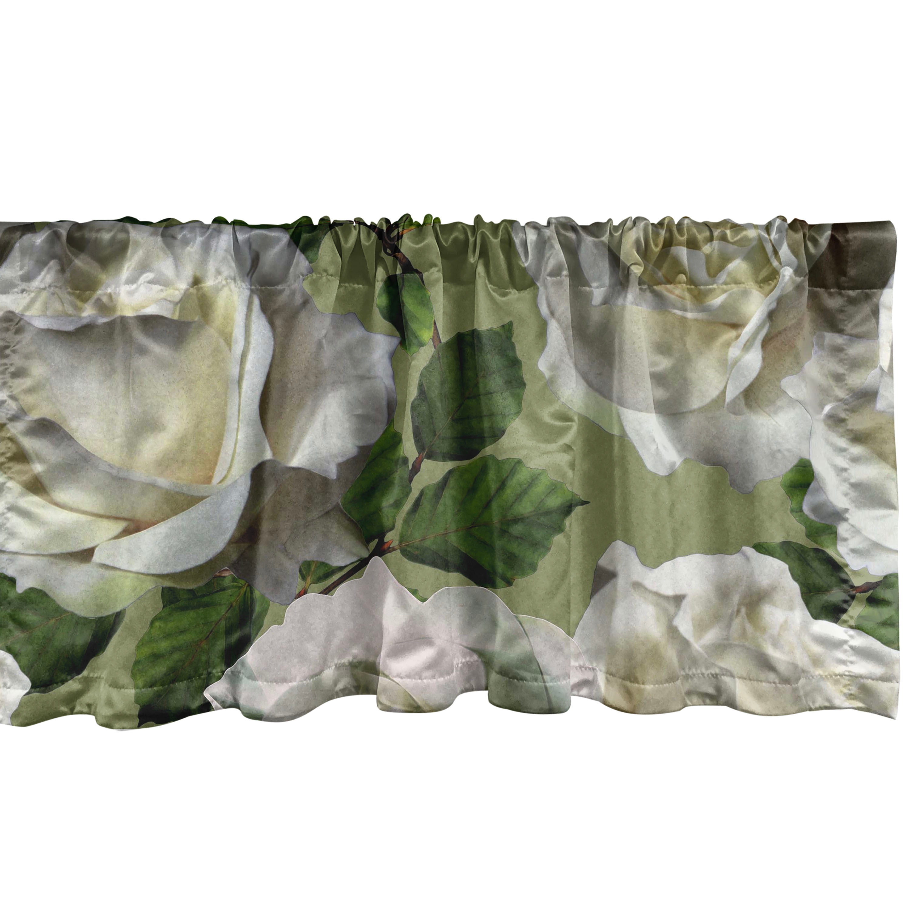 Floral Window Valance, Romantic Innocent White Roses English Garden ...