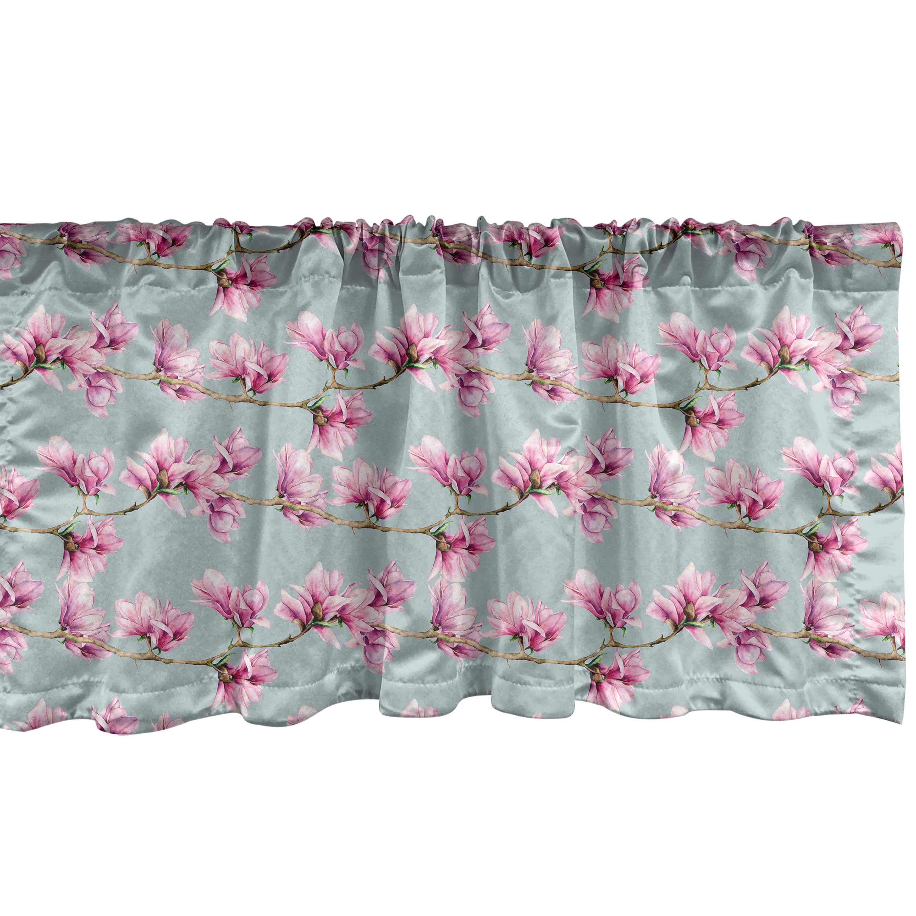 Floral Window Valance, Romantic Magnolia Blossom Pattern Delicate ...