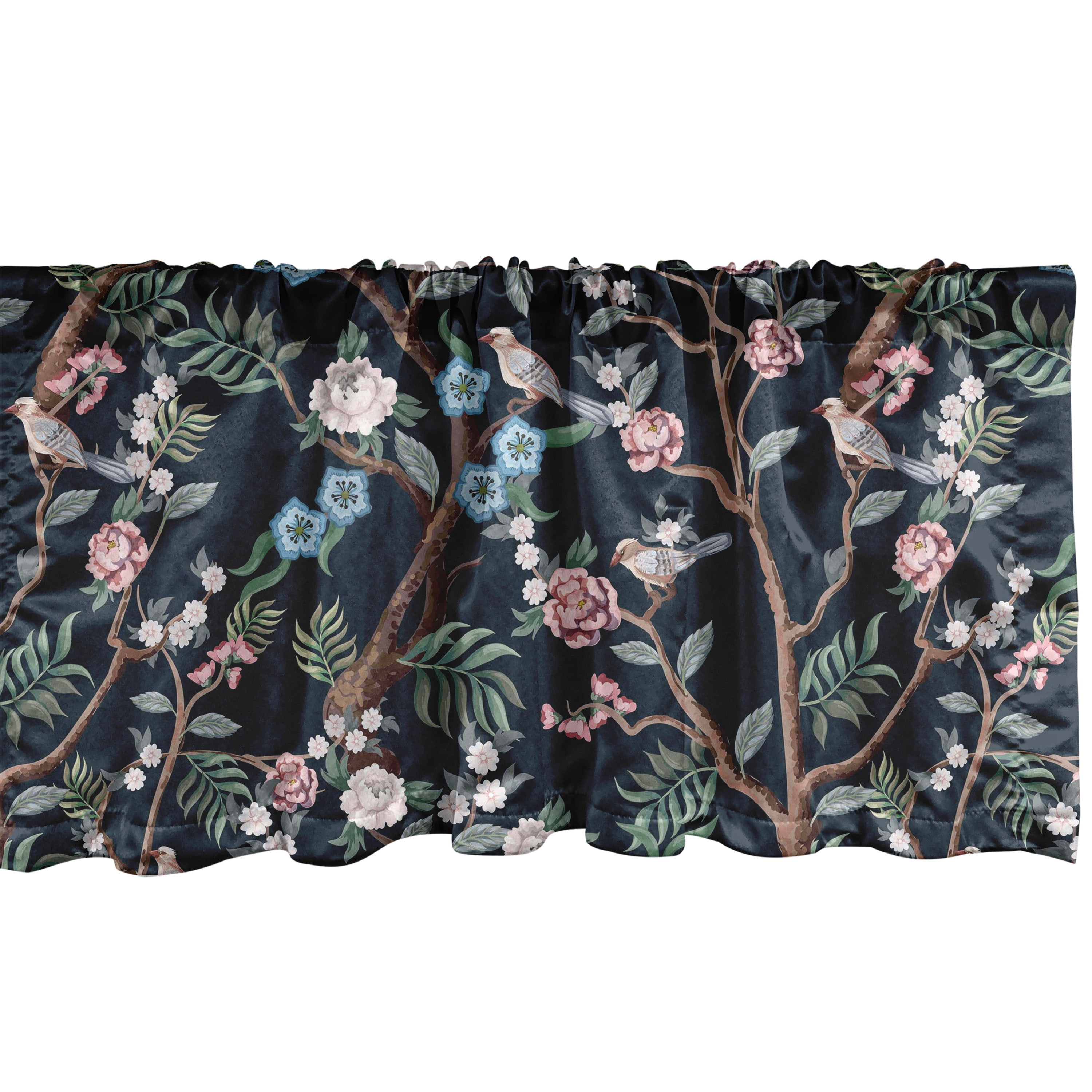 Floral Window Valance, Romantic Spring Branches of Wild Flowers Leaves ...