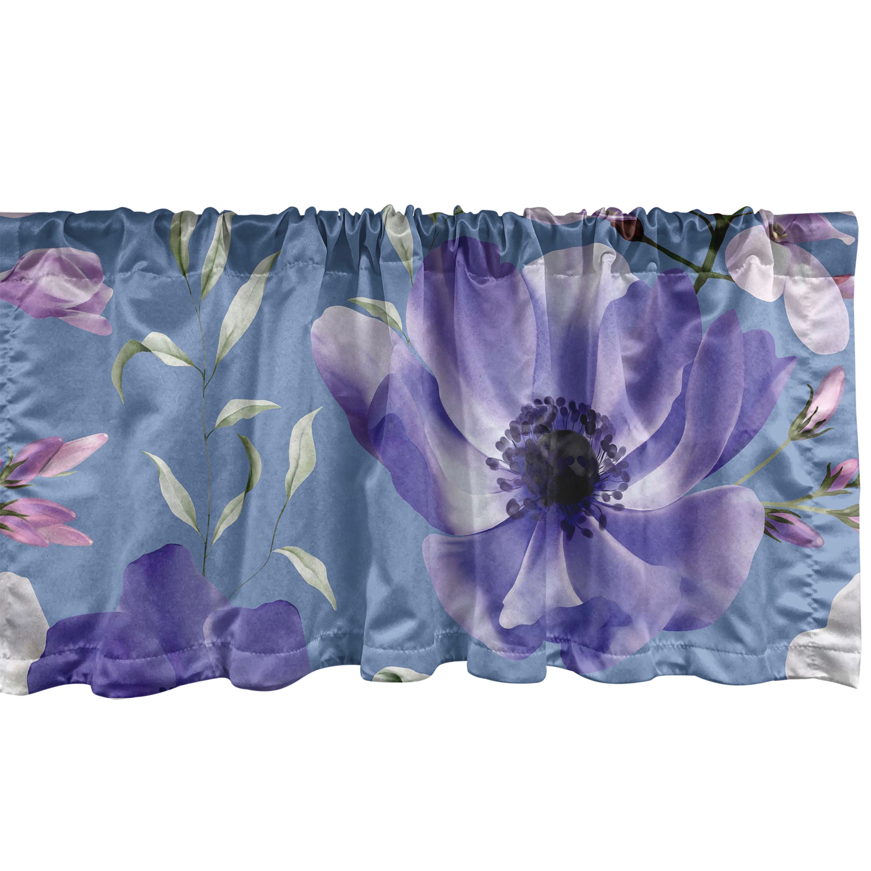 Floral Window Valance, Romantic Style Botanical Concept Flowers Garden ...