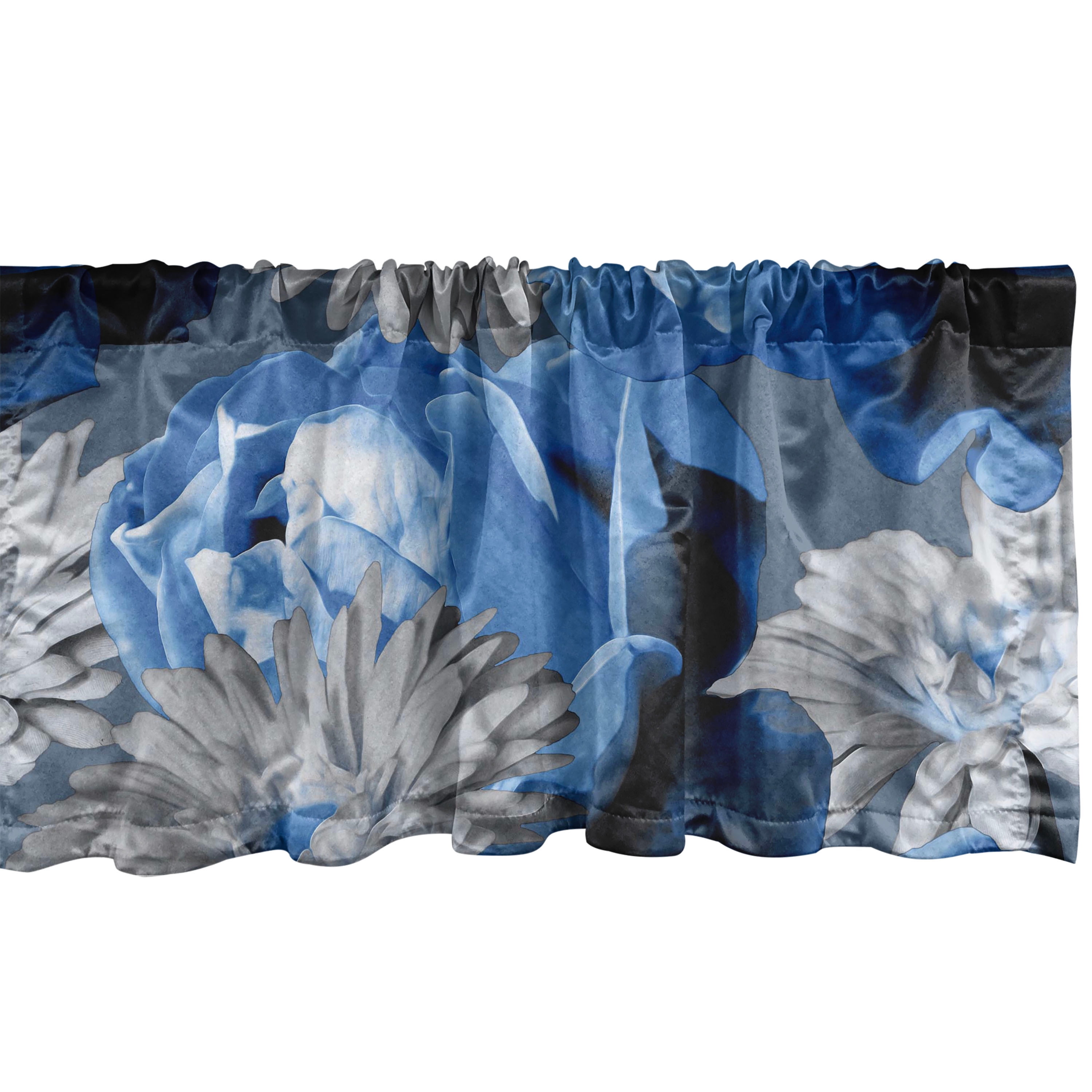Floral Window Valance, Roses and Gerbera Flowers in Cold Negative ...