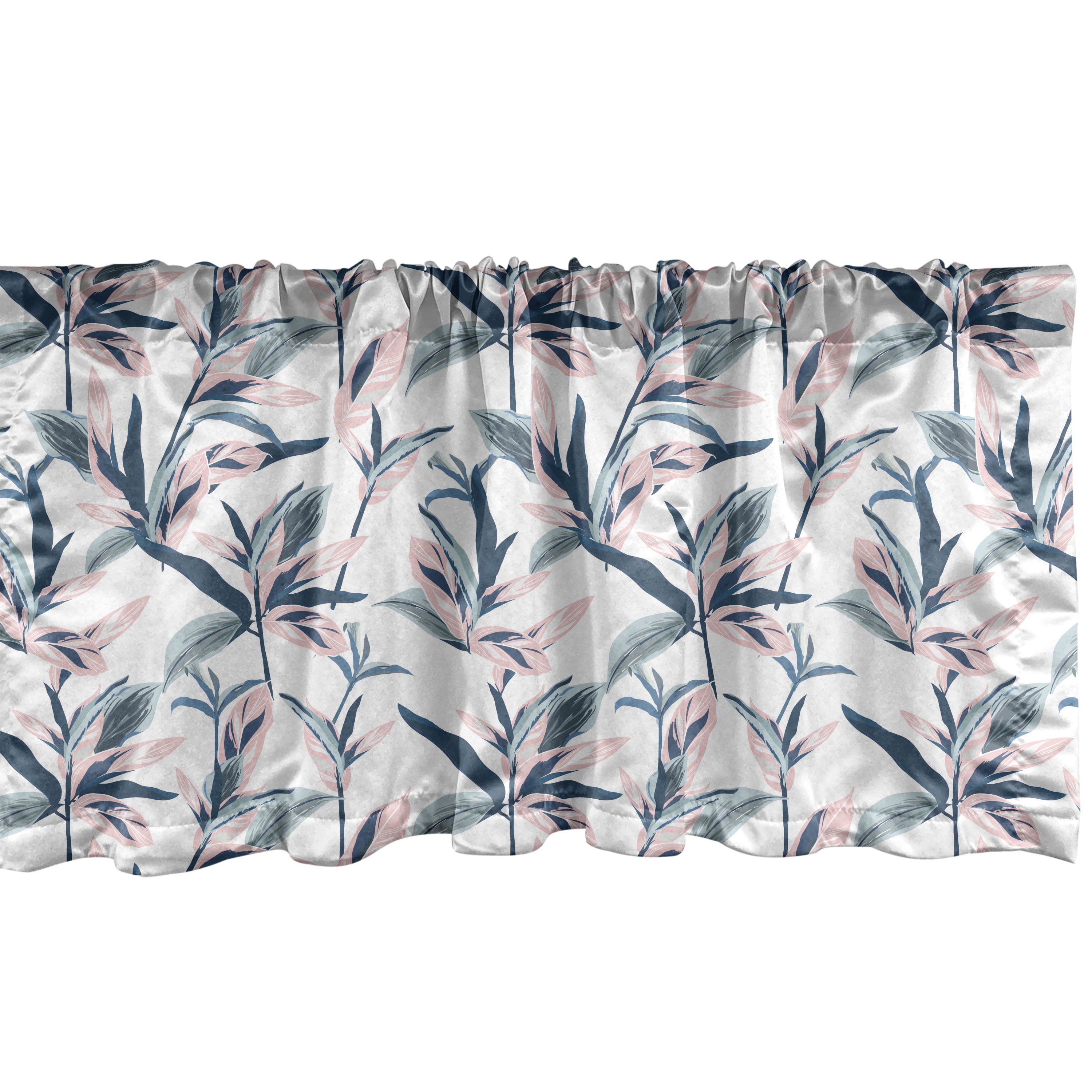 Ambesonne Floral Window Valance, Graphic Design of Leaves, 54" X 18 ...