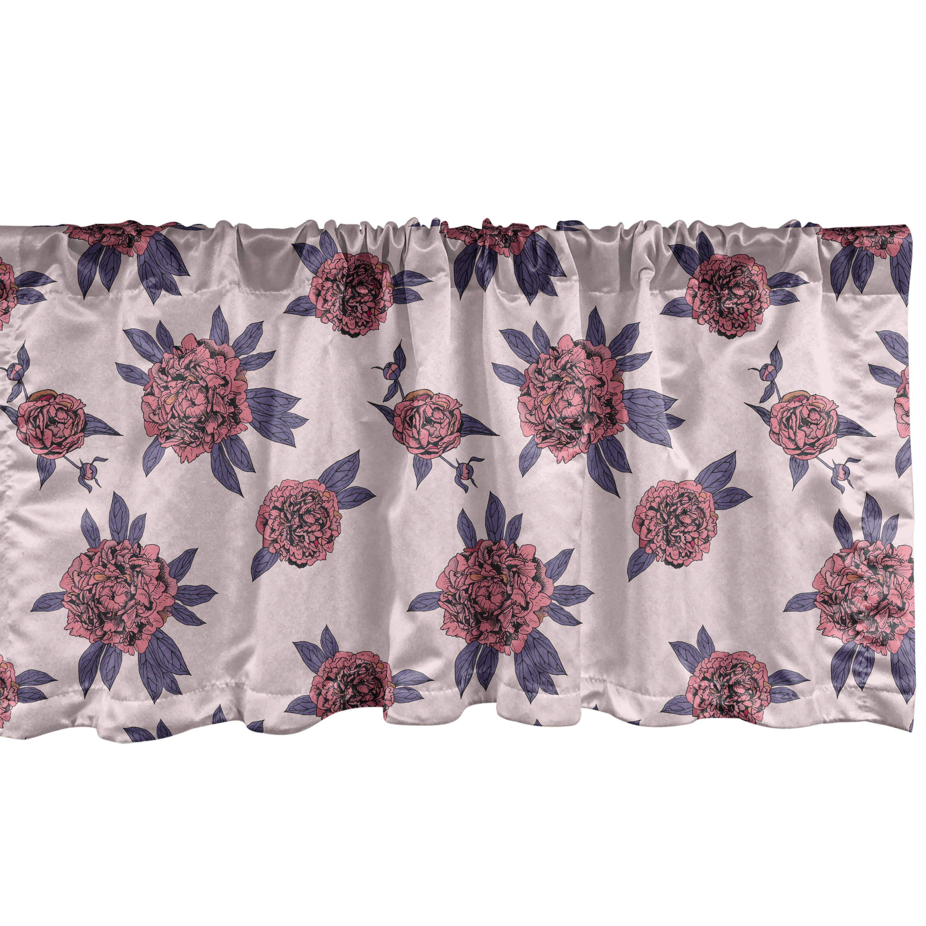 Ambesonne Floral Window Valance, Grown Peony Flowers Bloom, 54" X 18 ...