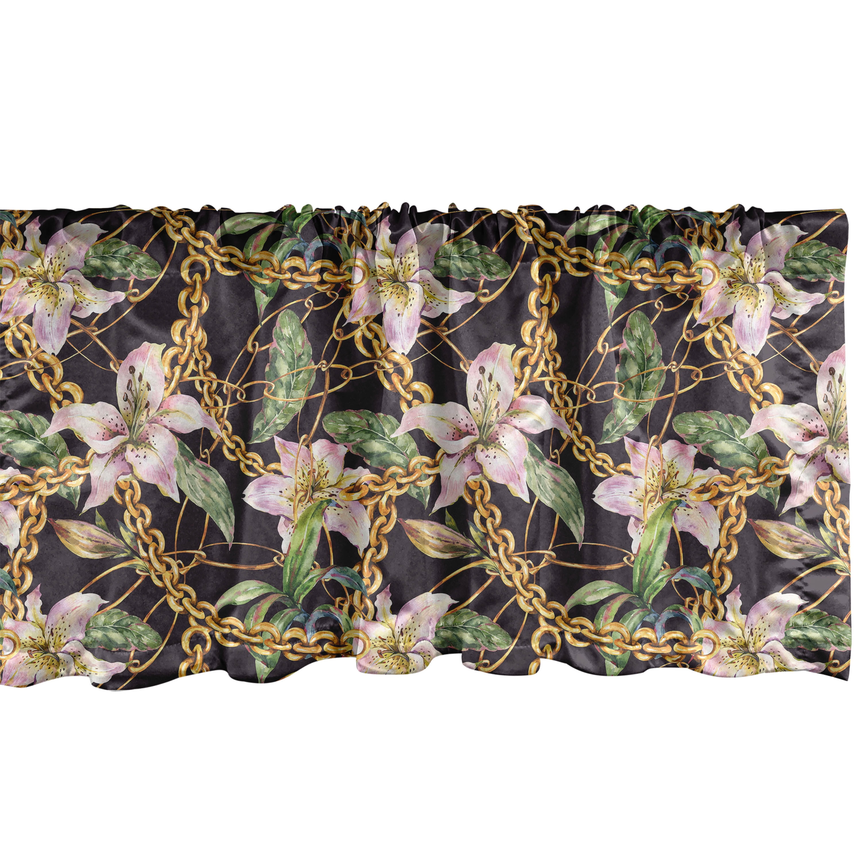 Floral Window Valance, Vintage Lily Flowers of the Exotic Jungle with ...