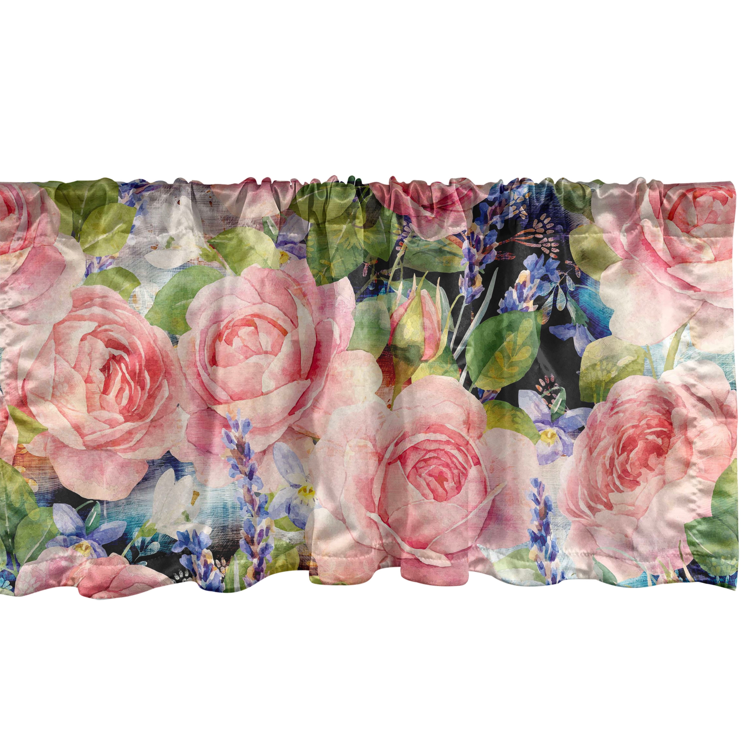 Floral Window Valance, Vintage Spring Happiness Garden Blossoms Roses ...