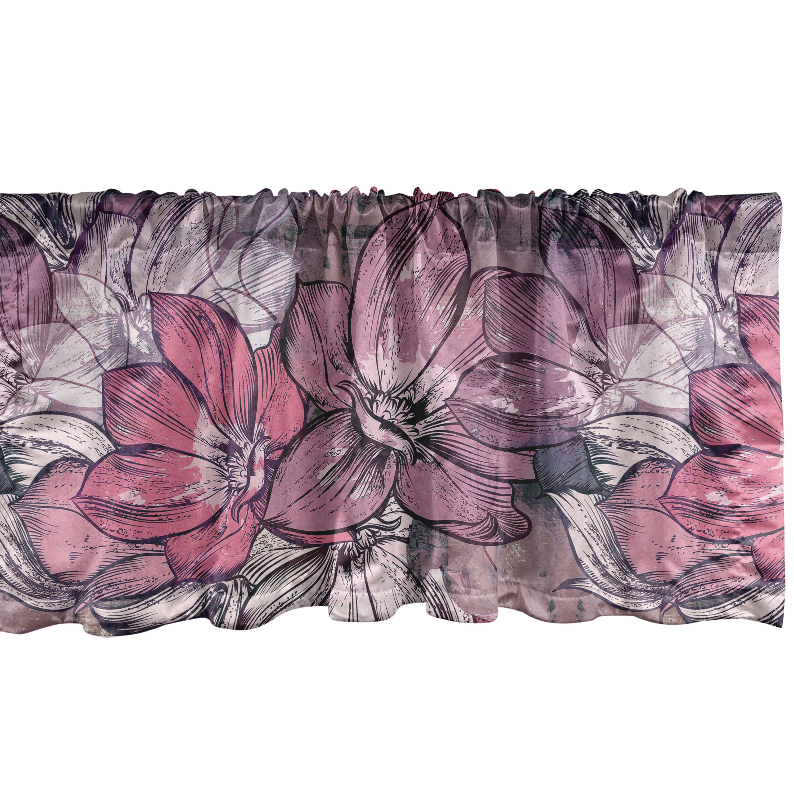 Floral Window Valance, Vintage Style Magnolia Flowers Petal Blooming ...