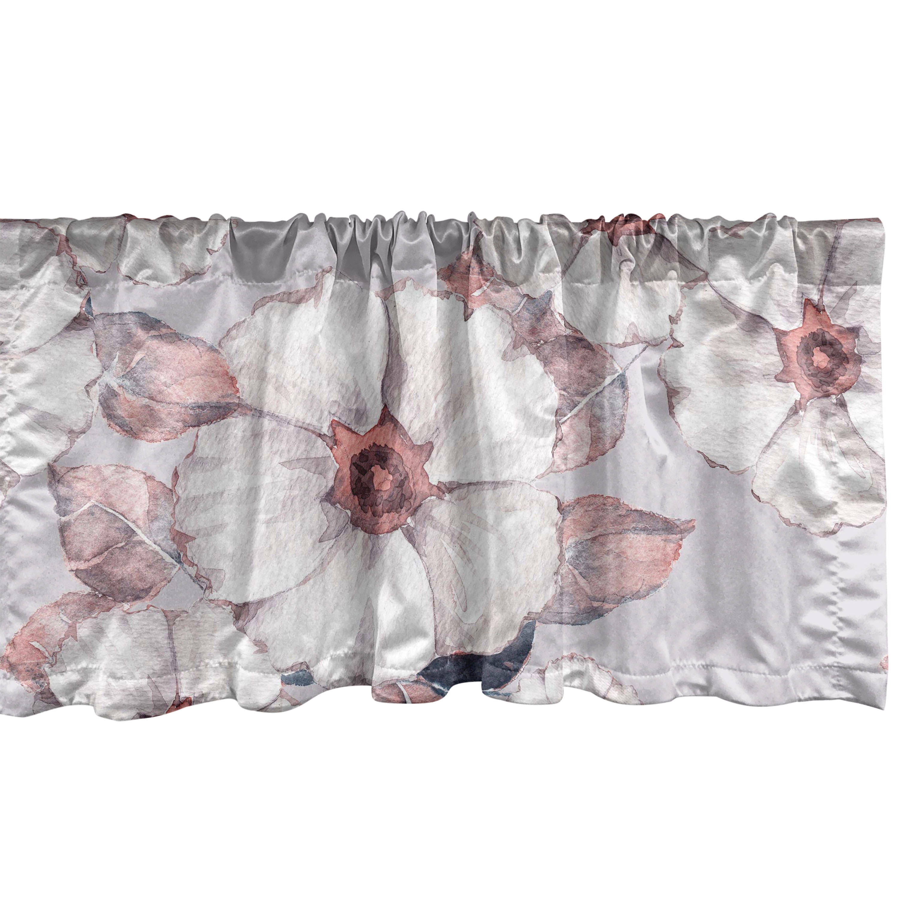 Floral Window Valance, Watercolor Delicate Dusty Pink Detailed Flowers ...