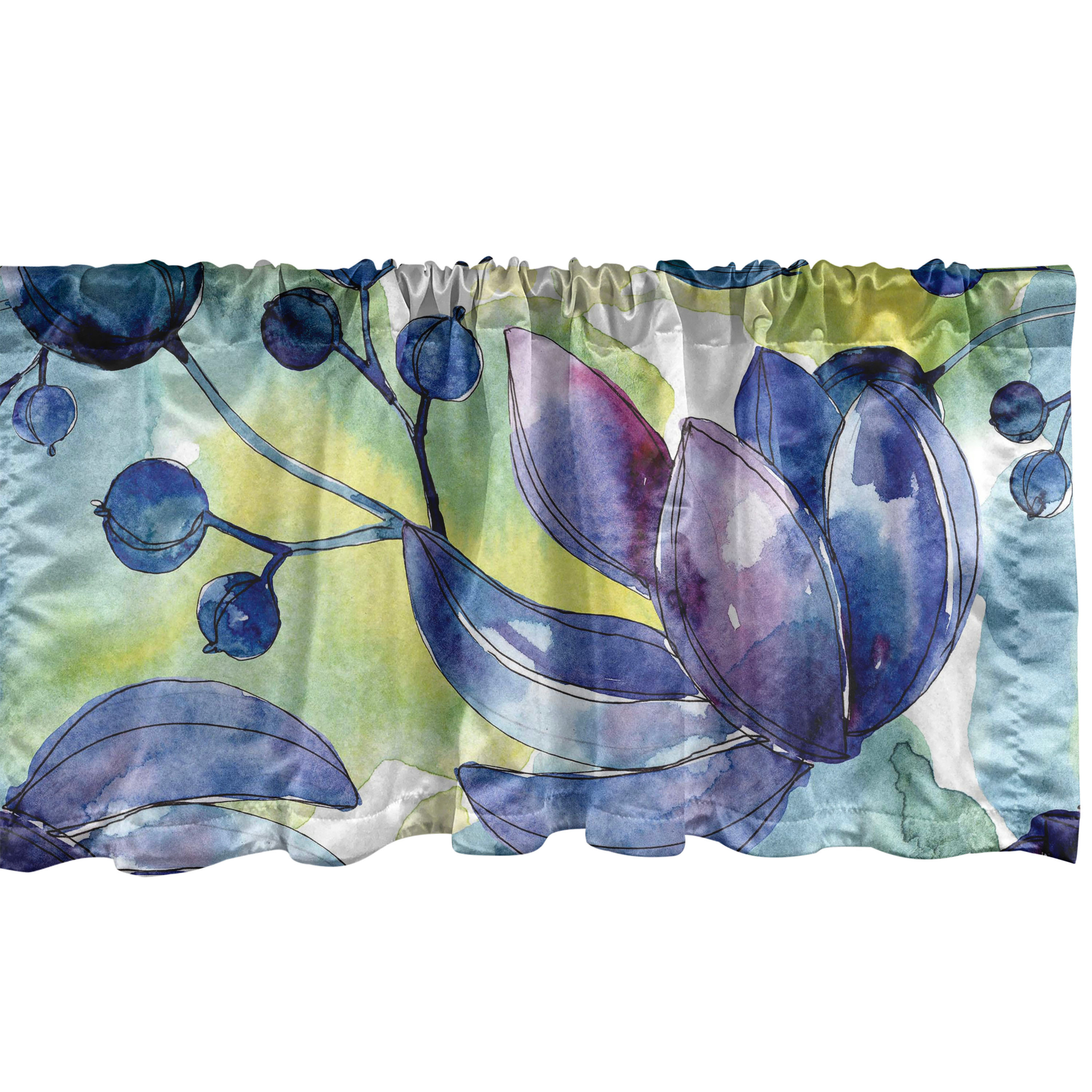 Floral Window Valance, Watercolor Design Painting Print of Blooming and ...