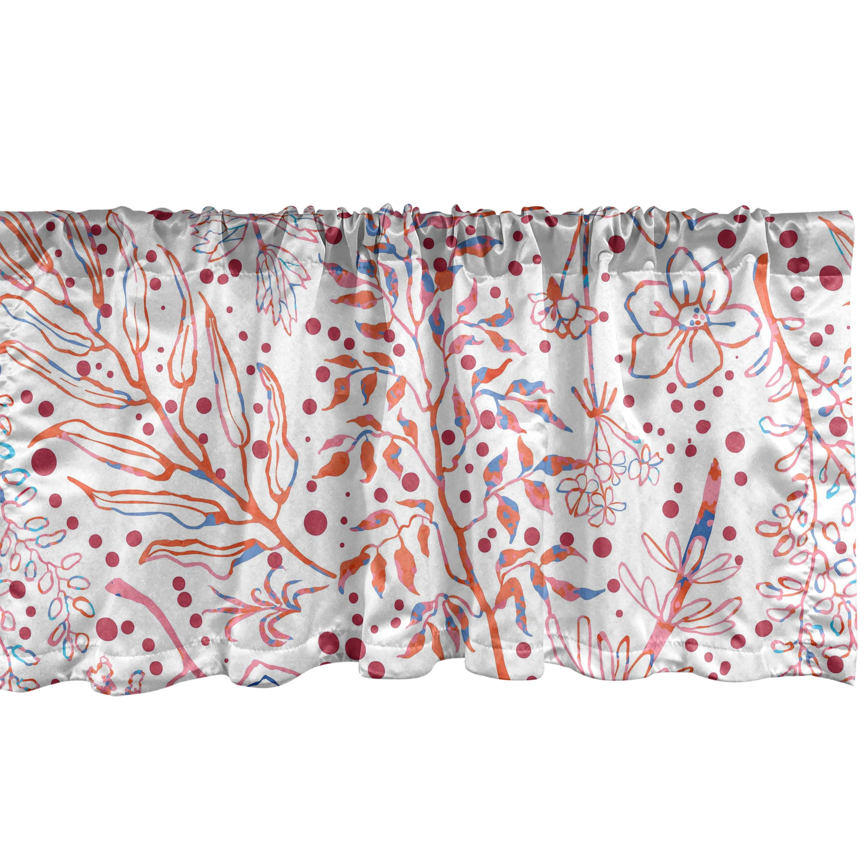 Floral Window Valance, Watercolor Minimal Leaves and Branches Paint ...