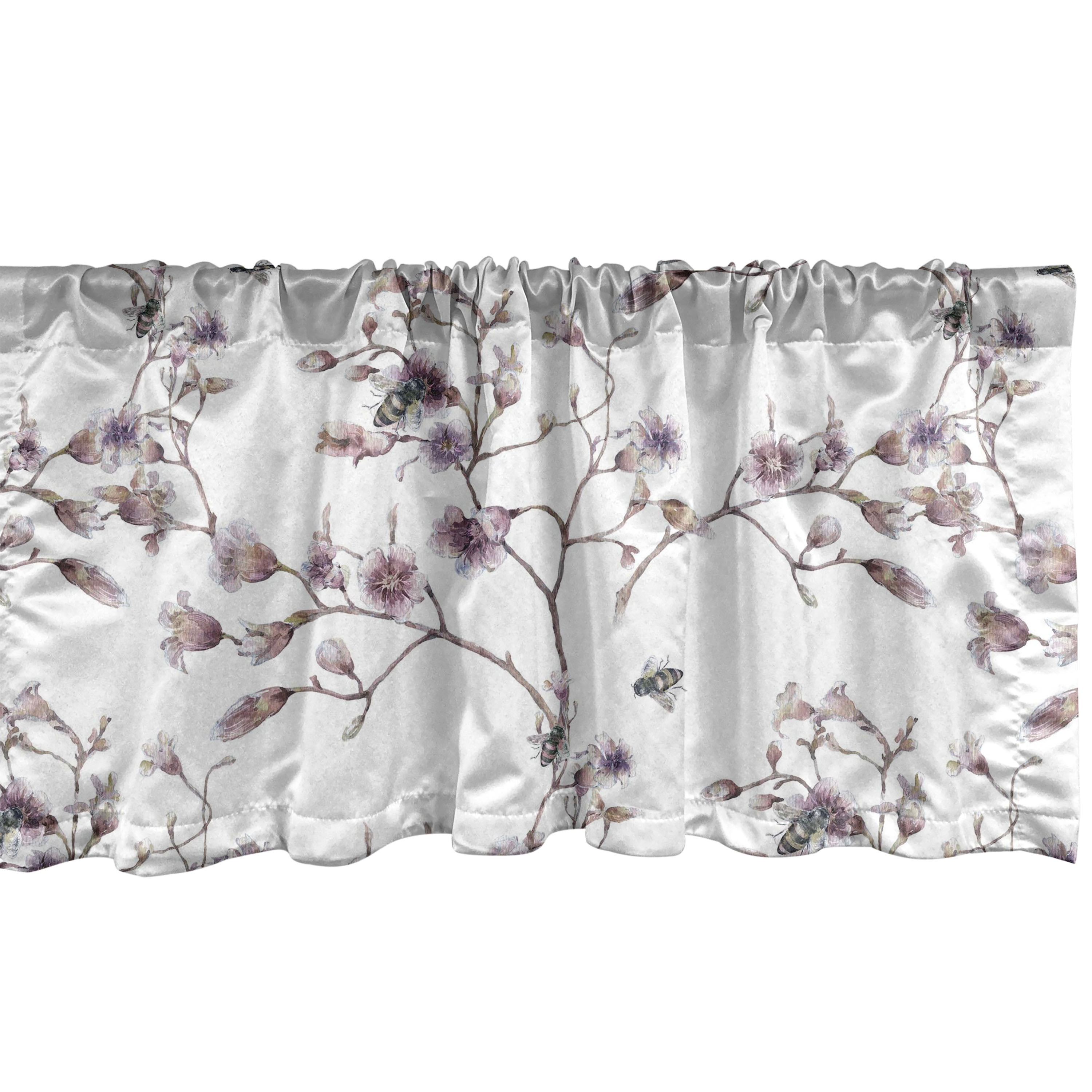 Floral Window Valance, Watercolor Nature Spring Branches Apple Blossoms ...