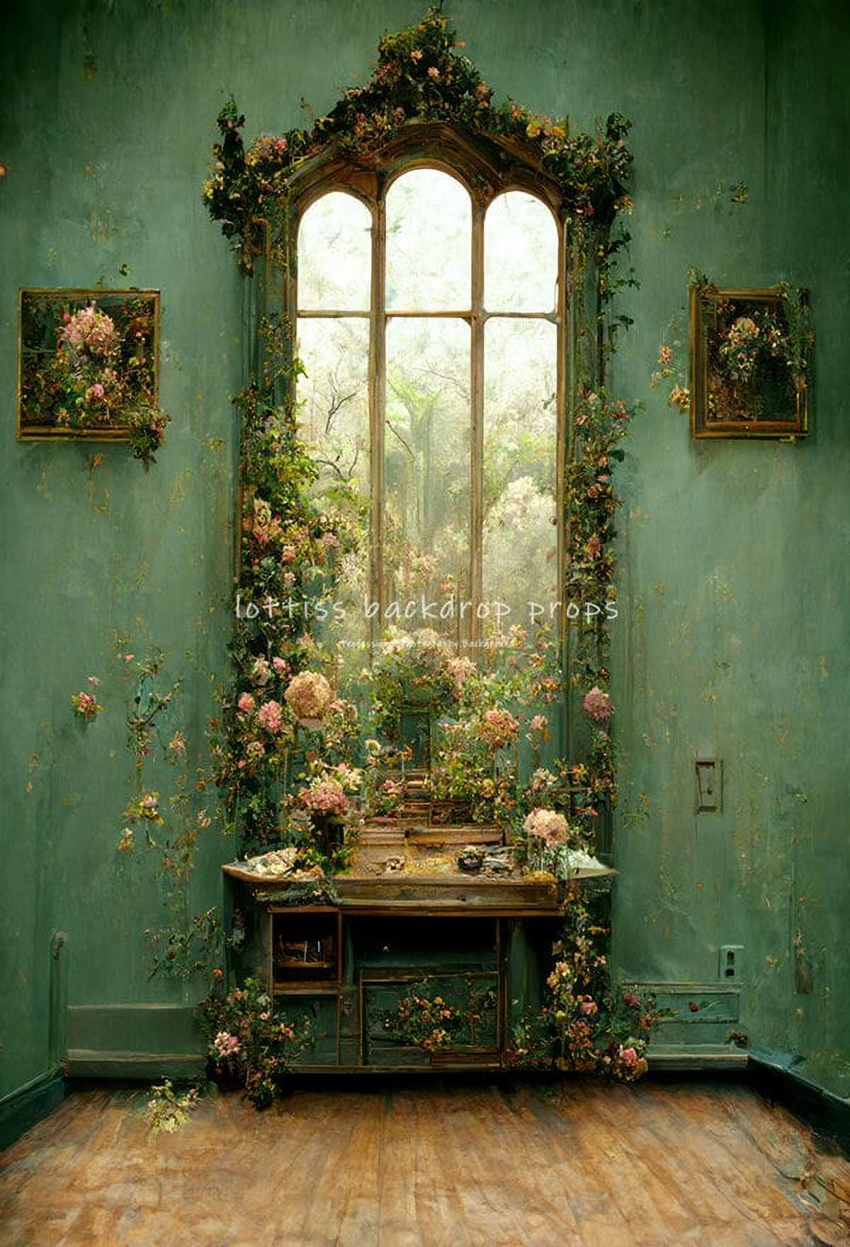 Floral Windows Backdrops Retro Castle Kids Adult Photocall Oil Painting ...